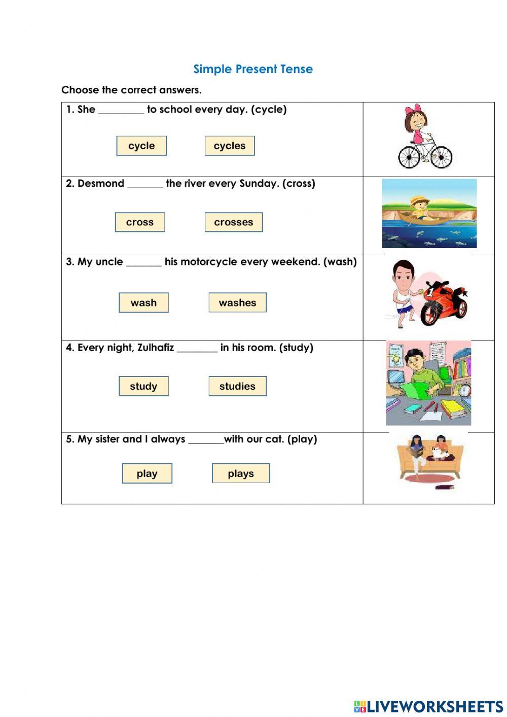 Simple Present Tense activity for Year 6 | Live Worksheets