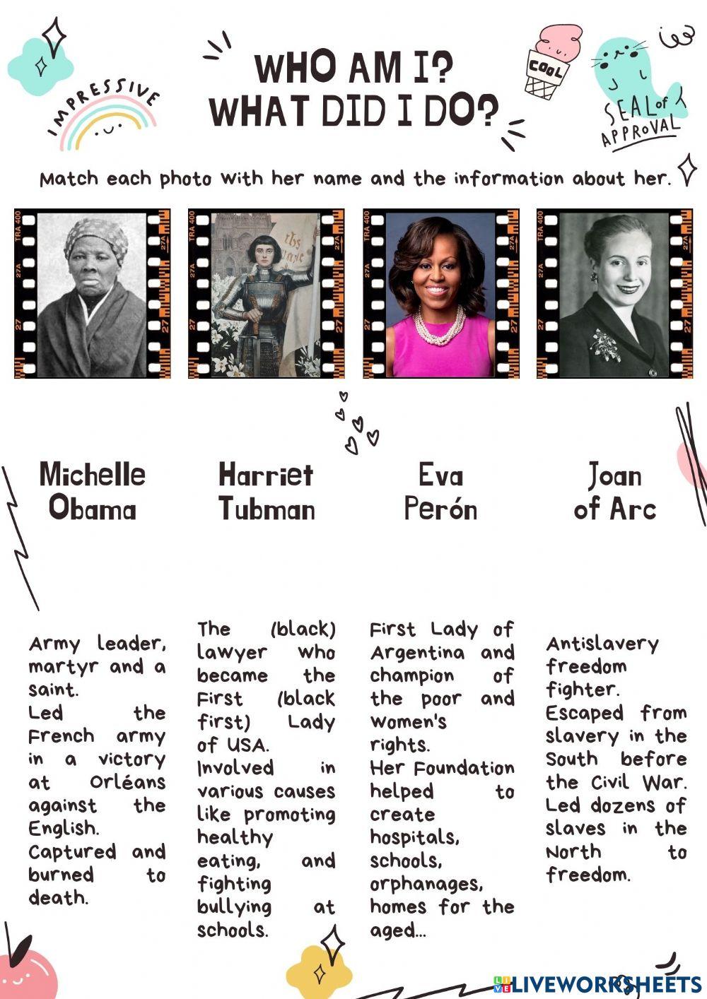 Who am I and what did I do? worksheet | Live Worksheets