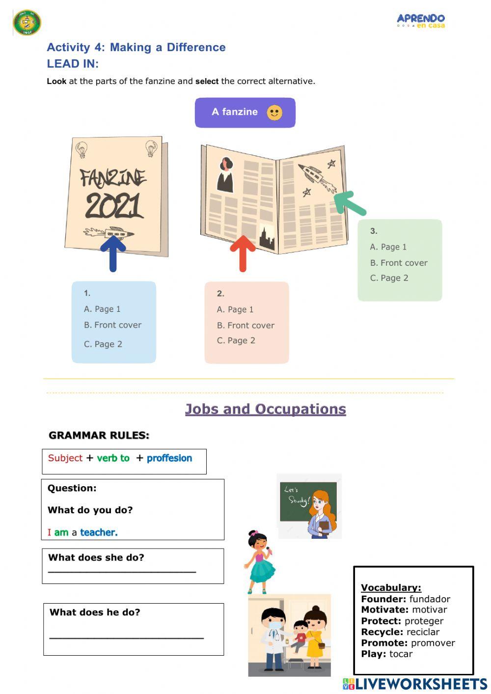 Pdf online worksheet: People who make a difference | Live Worksheets