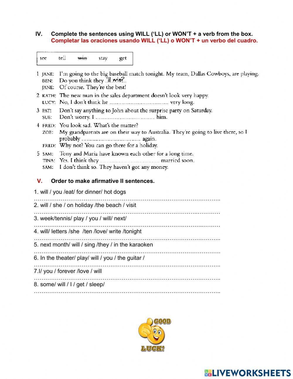 test will | Abel Silva | Live Worksheets