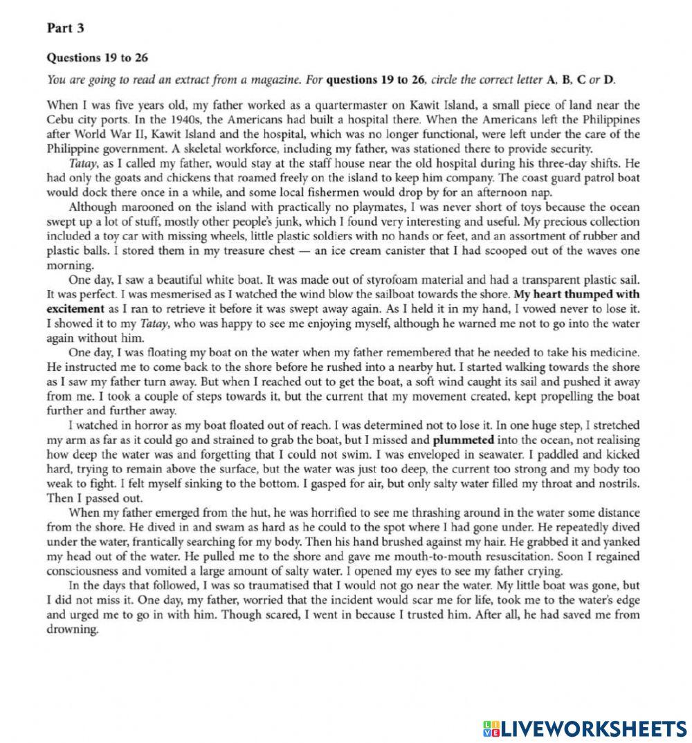 ENGLISH PAPER 1 1119-2 READING SPM ENGLISH online exercise for | Live ...