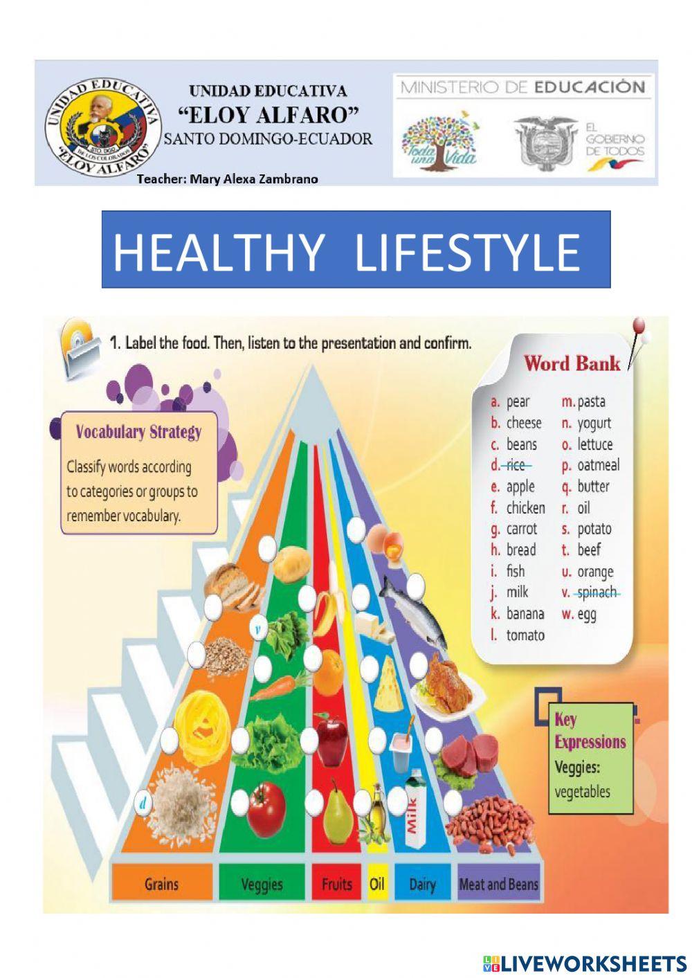 Healthy life style | LiveWorksheets | 1167132