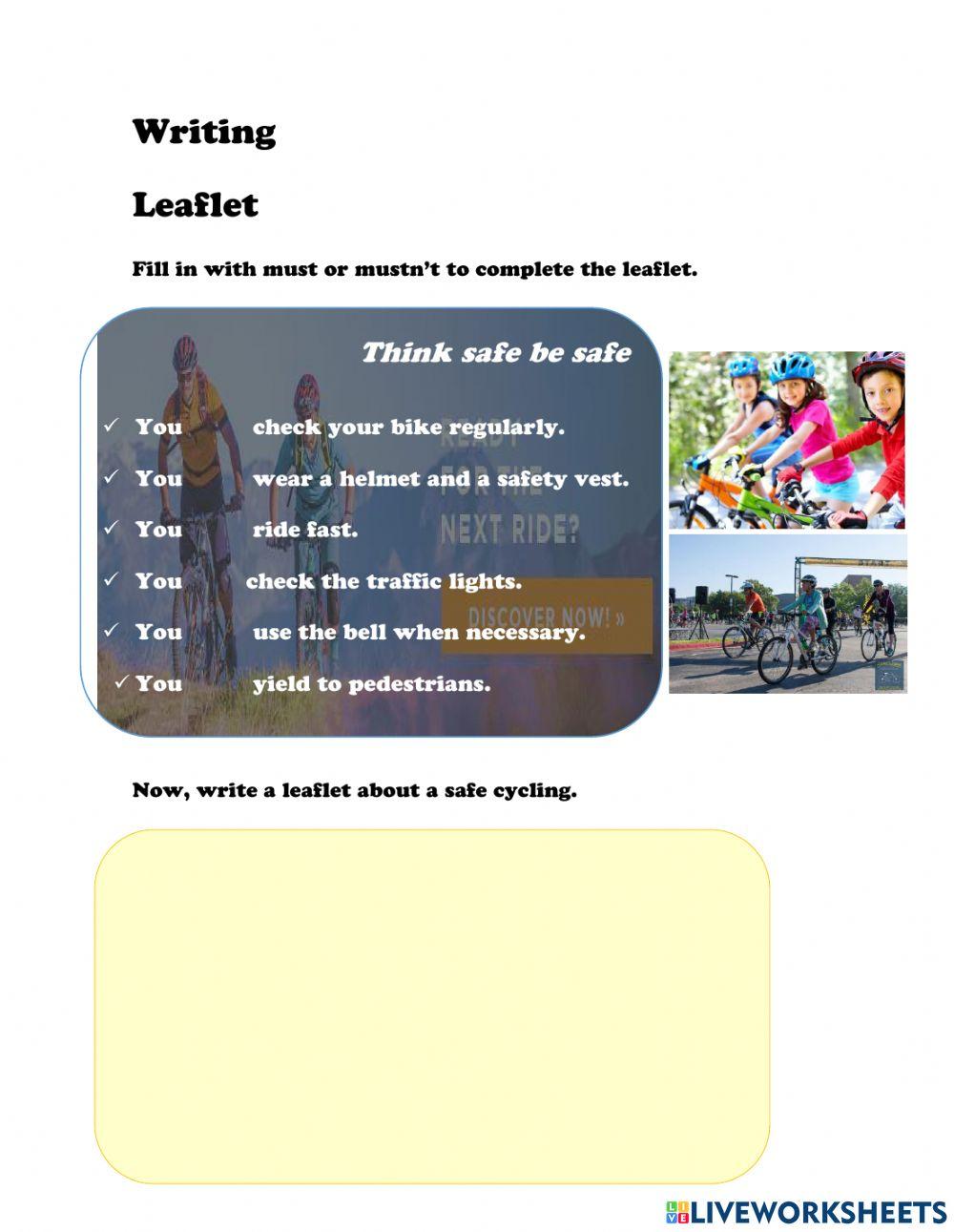 Write a leaflet | Free Interactive Worksheets | 1167179