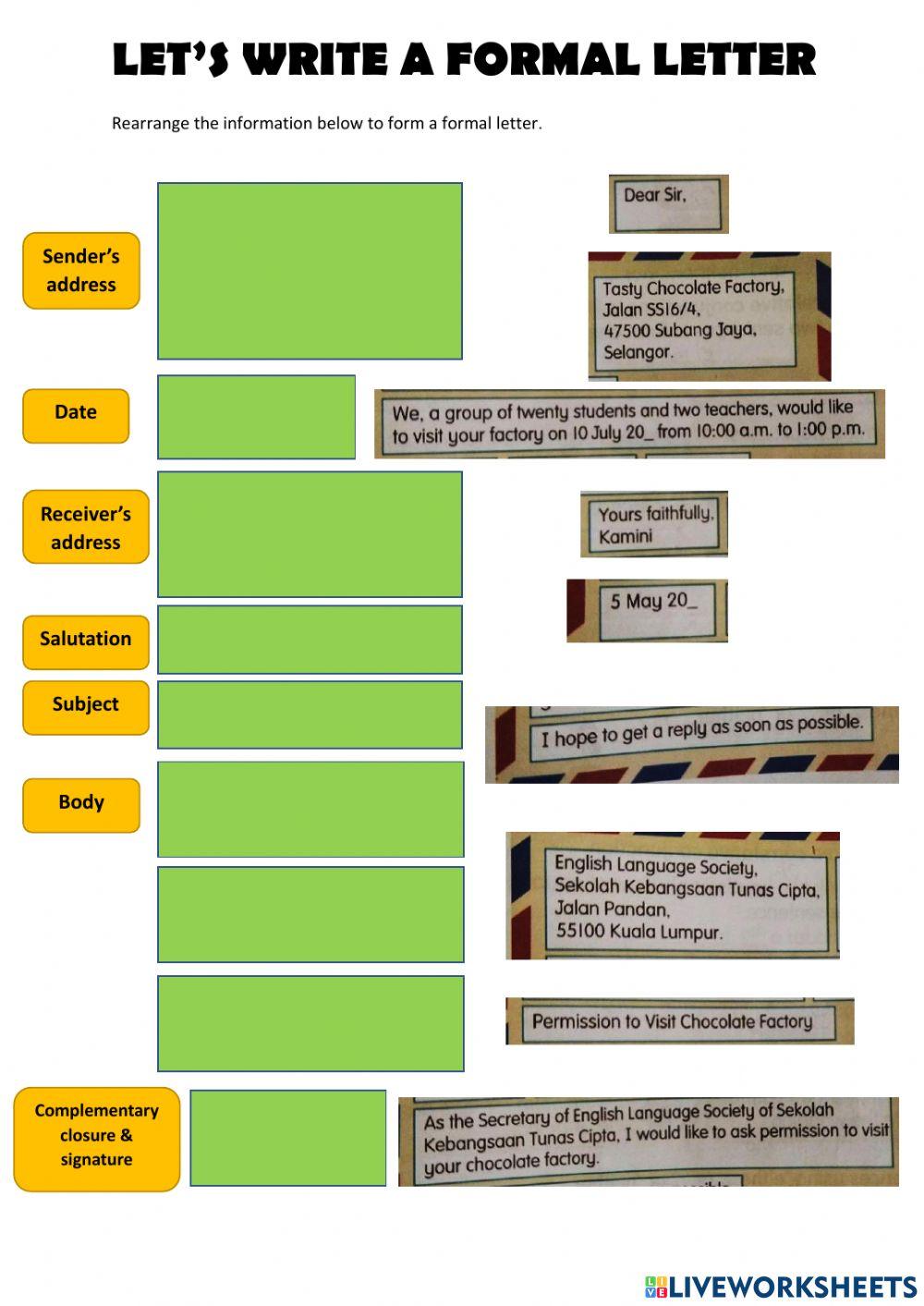 1167190 | Formal Letter | wan_nor | LiveWorksheets