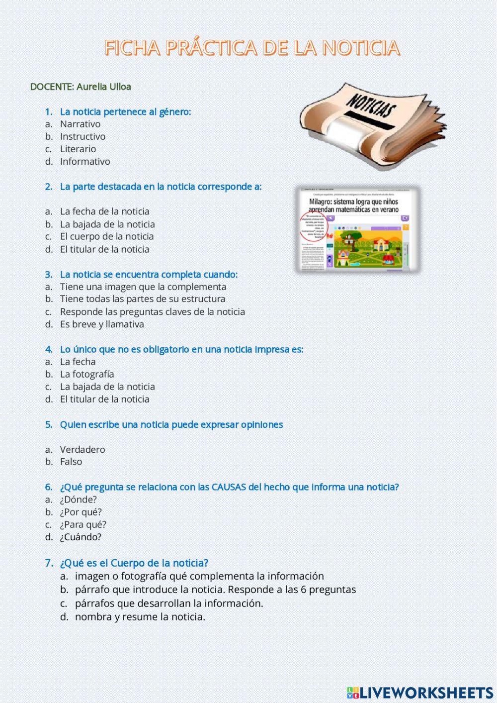 Partes De La Noticia Online Exercise Noticias De Periodicos Noticia ... Partes De La Noticia Online Exercise Noticias De Periodicos Noticia ...