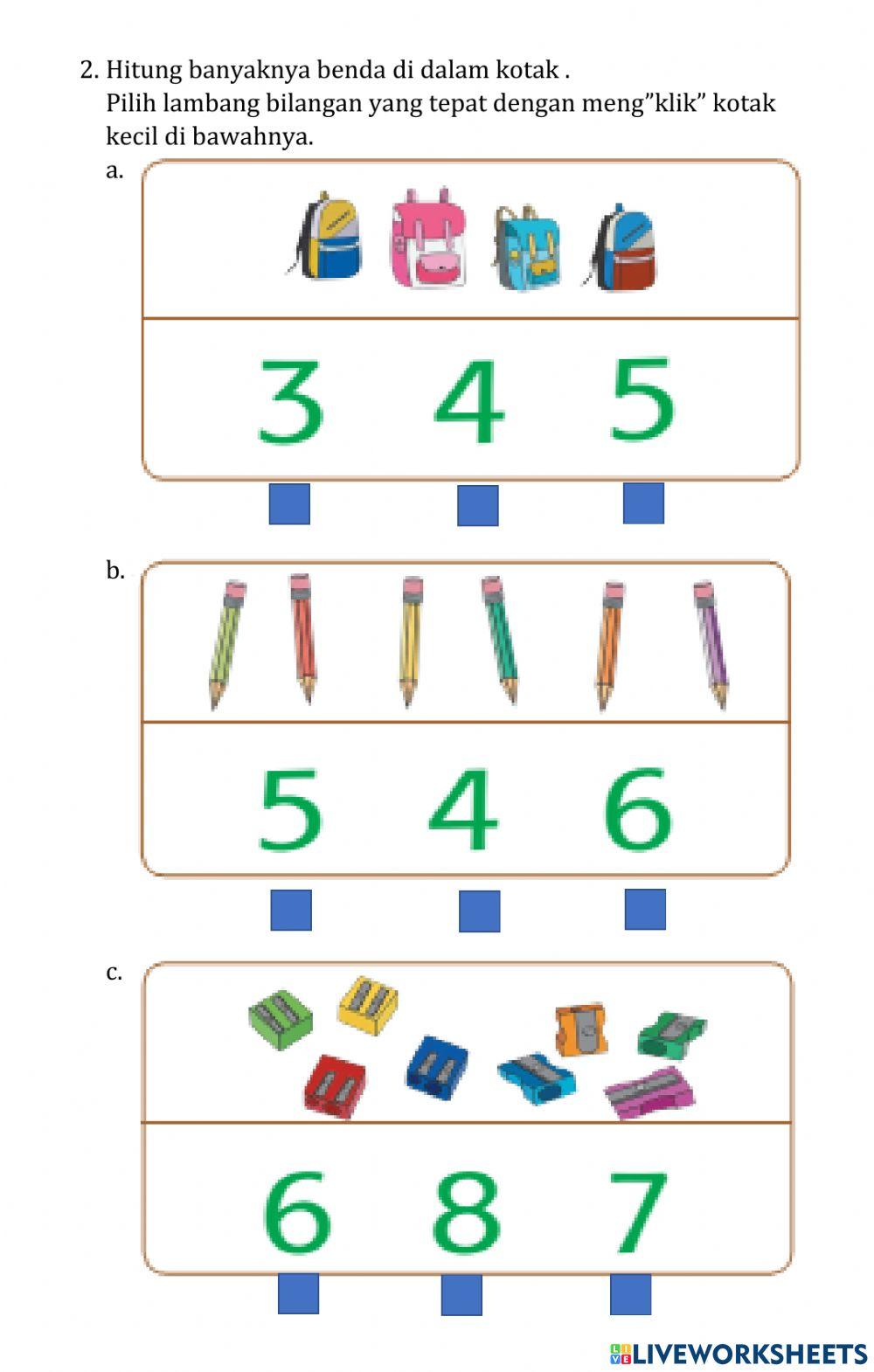 Mengenal Angka bagian 2 worksheet | Live Worksheets
