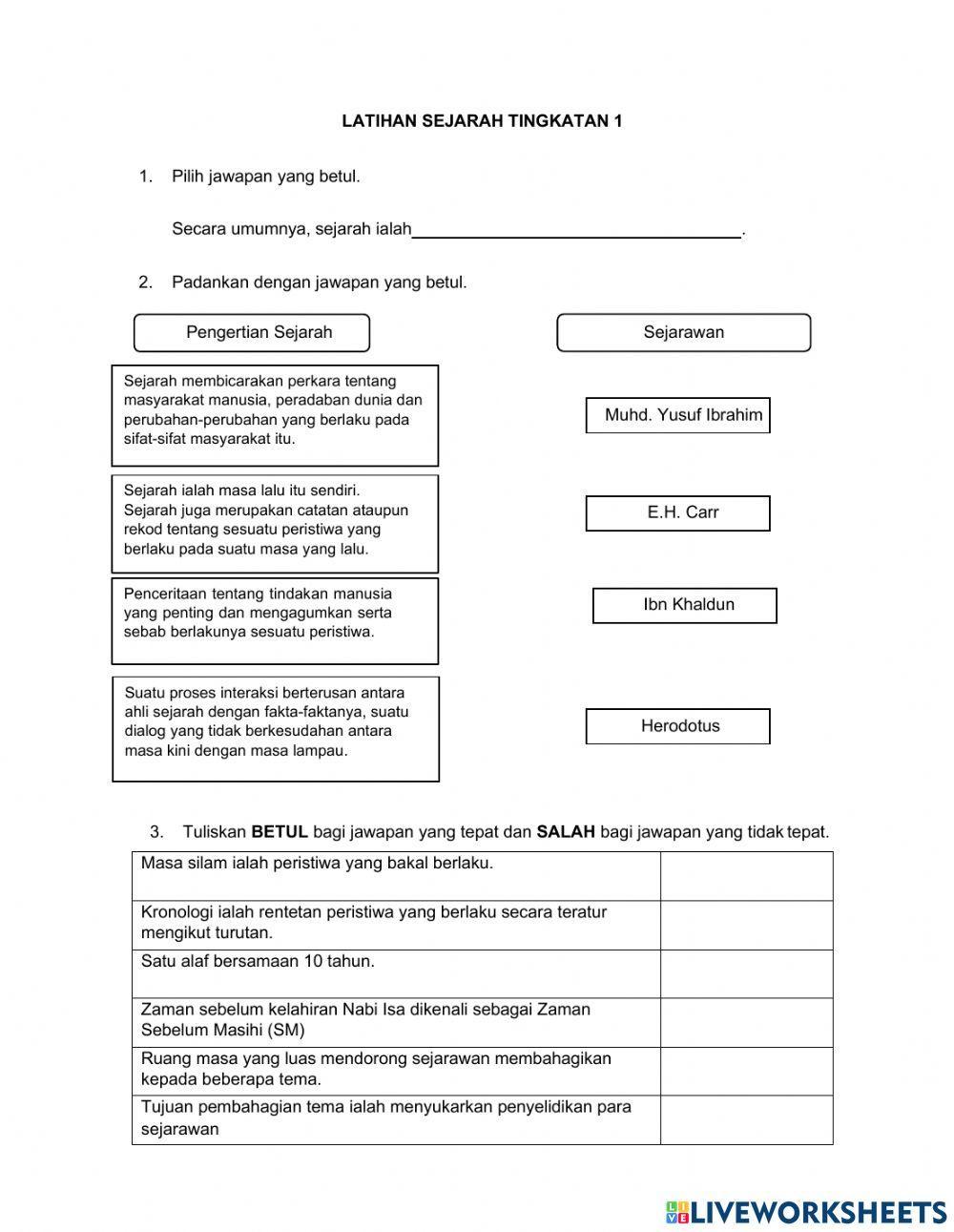 1167880 | Latihan Sejarah Tingkatan 1 | salbiah8485