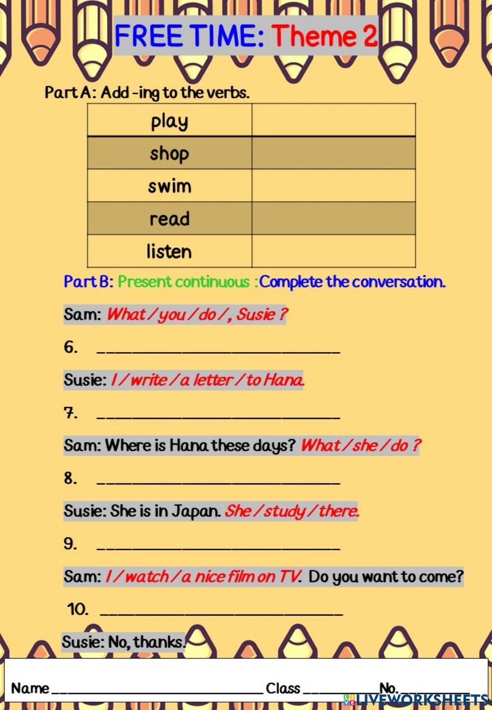 FREE TIME 2 online exercise for | Live Worksheets