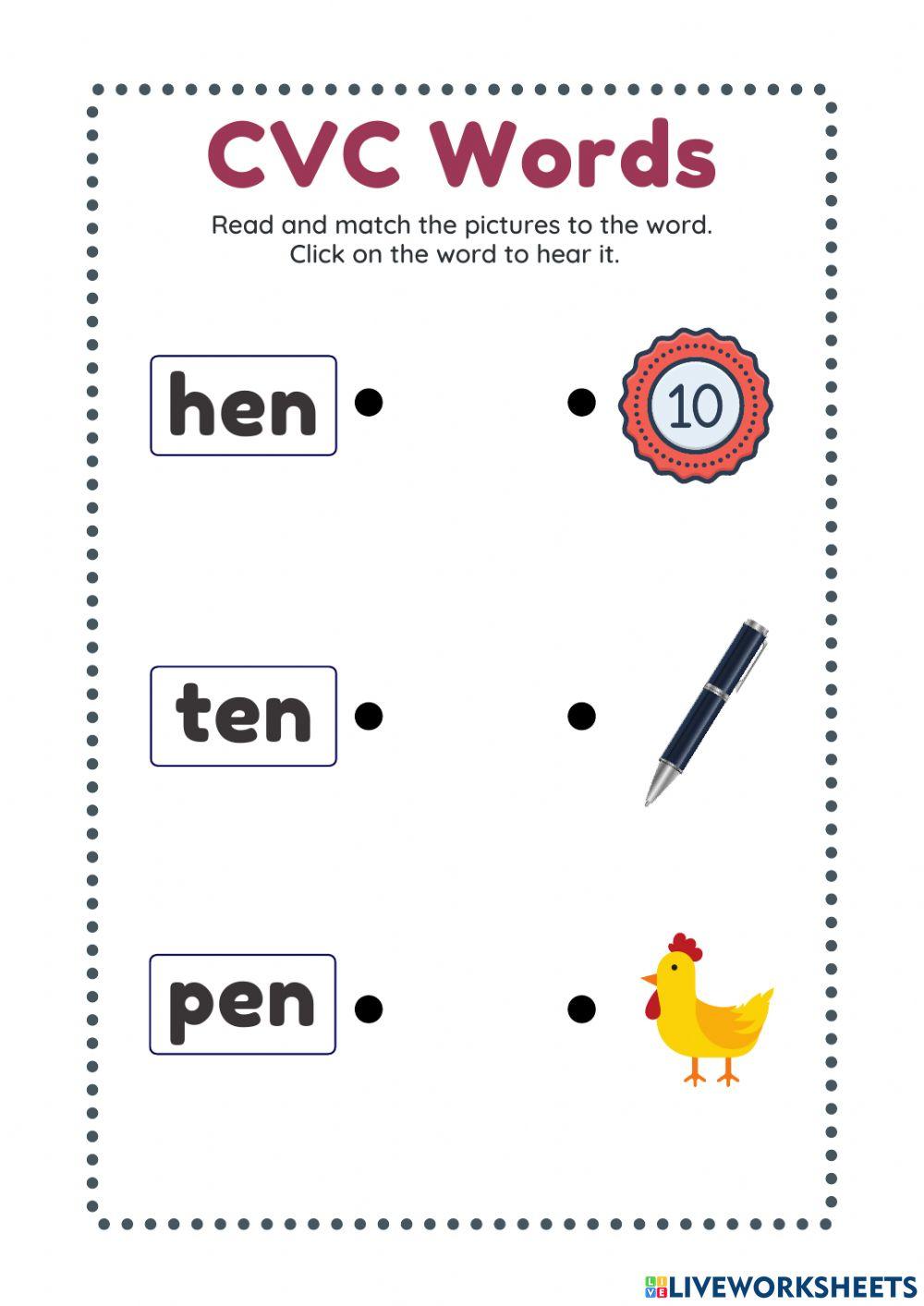 CVC Words 2.3 worksheet | Live Worksheets