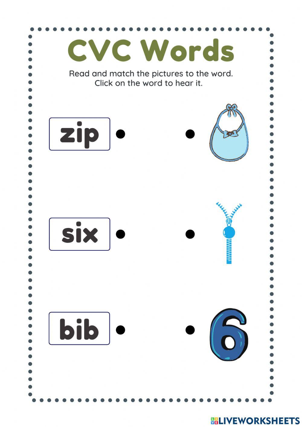 CVC Words 3.3 worksheet | Live Worksheets