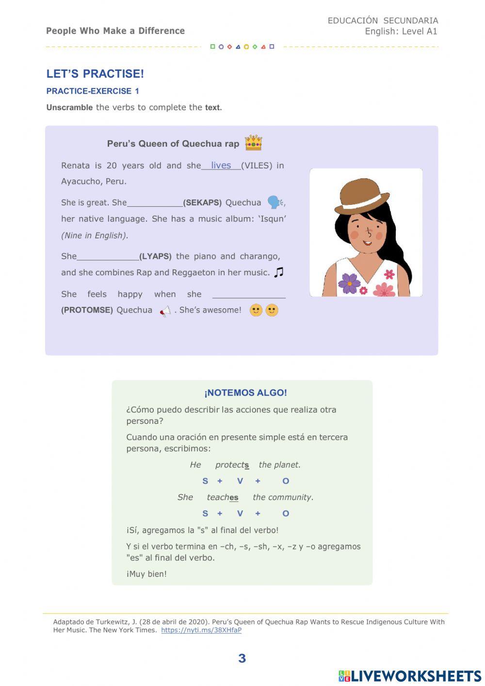 Pdf online activity: People who make a difference | Live Worksheets