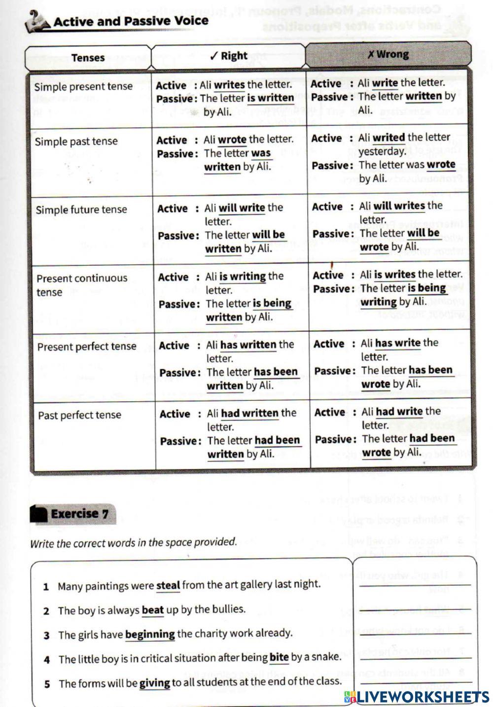 Common Errors: Active and Passive Voice online exercise for | Live ...