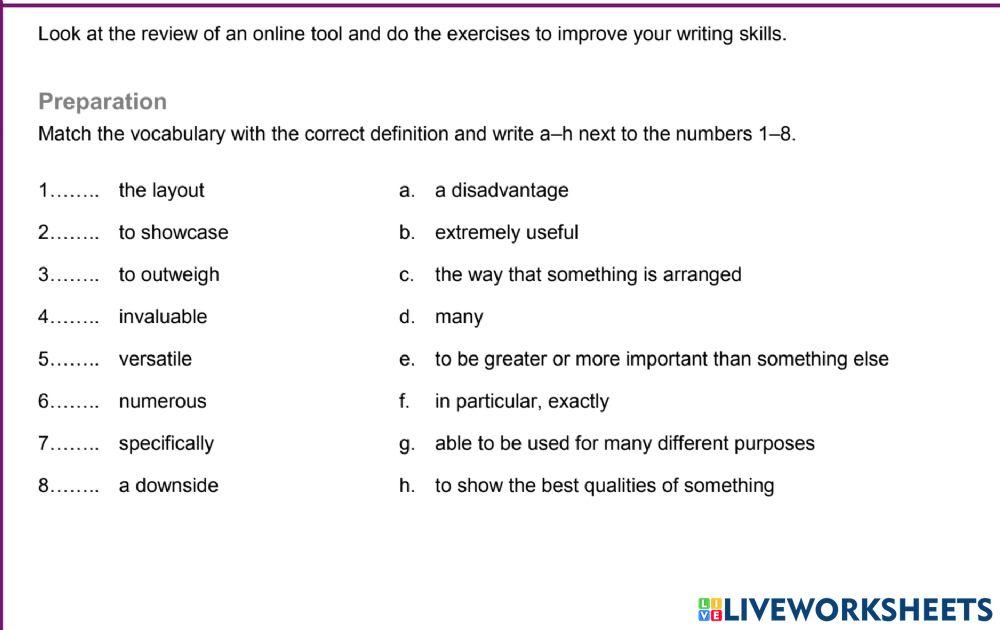 Writing a Review online activity | Live Worksheets
