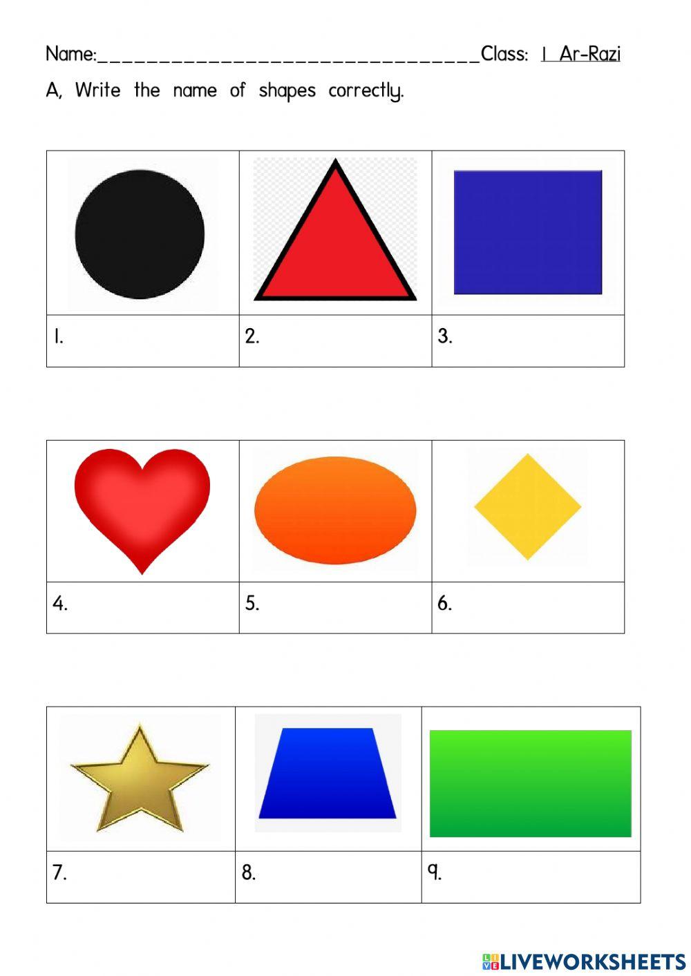 Shapes online exercise for Year 1 | Live Worksheets