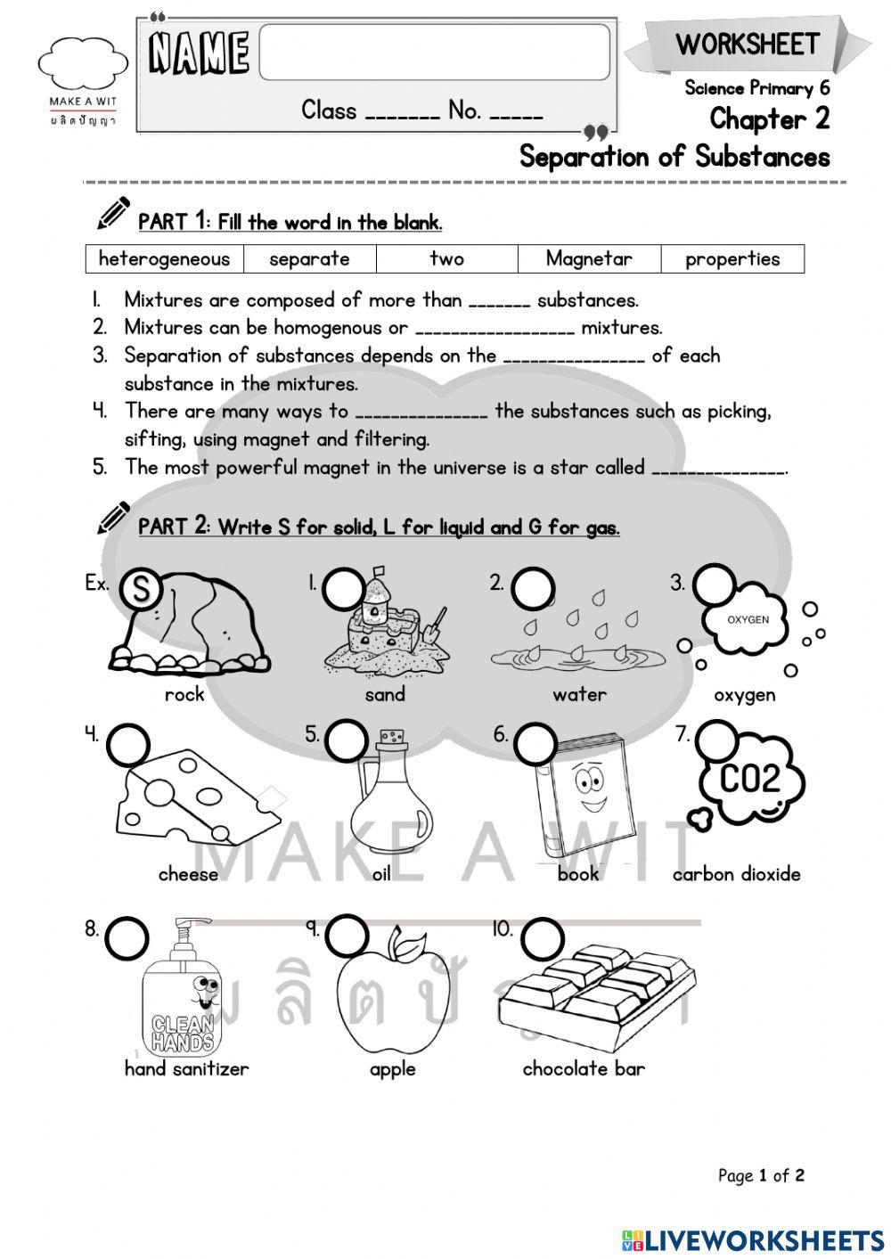 Separation of S… | Free Interactive Worksheets | 1168614
