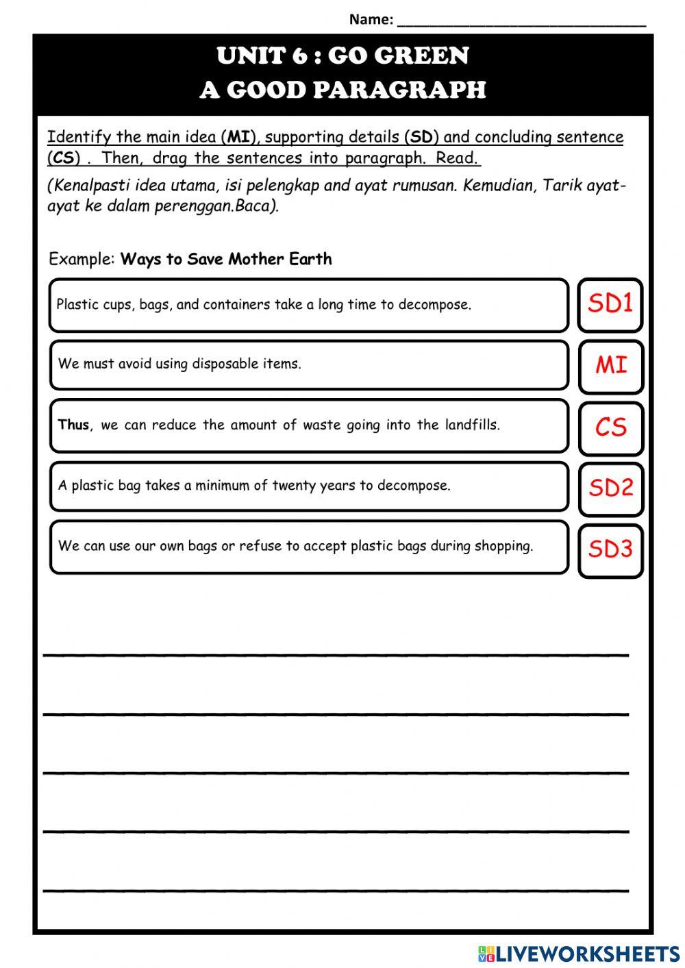 Go green online activity for YEAR 6 | Live Worksheets