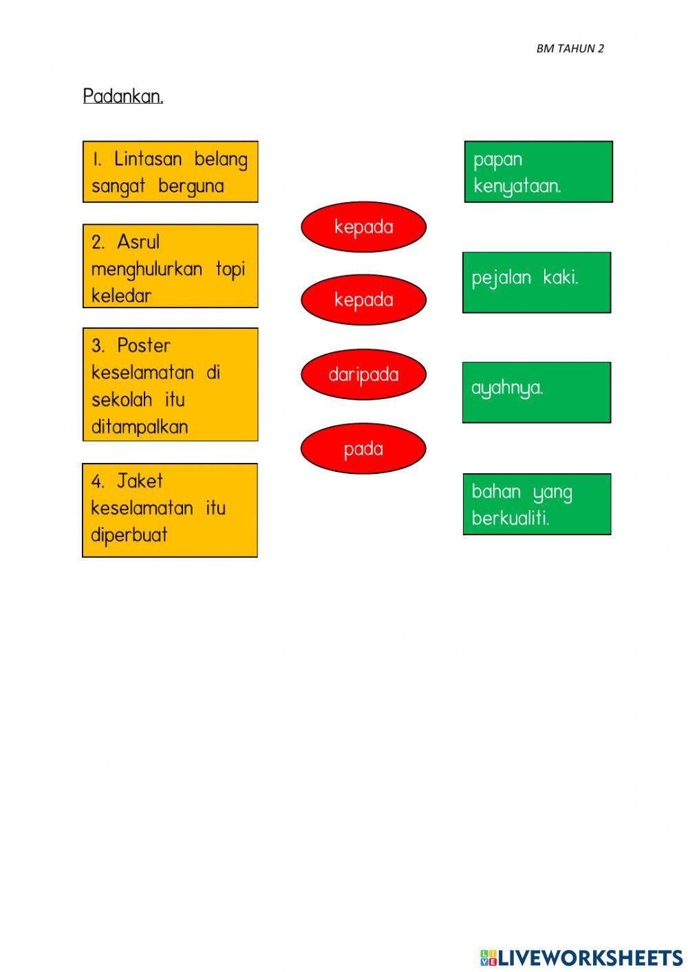 Padankan ayat online exercise for Tahun 2 | Live Worksheets