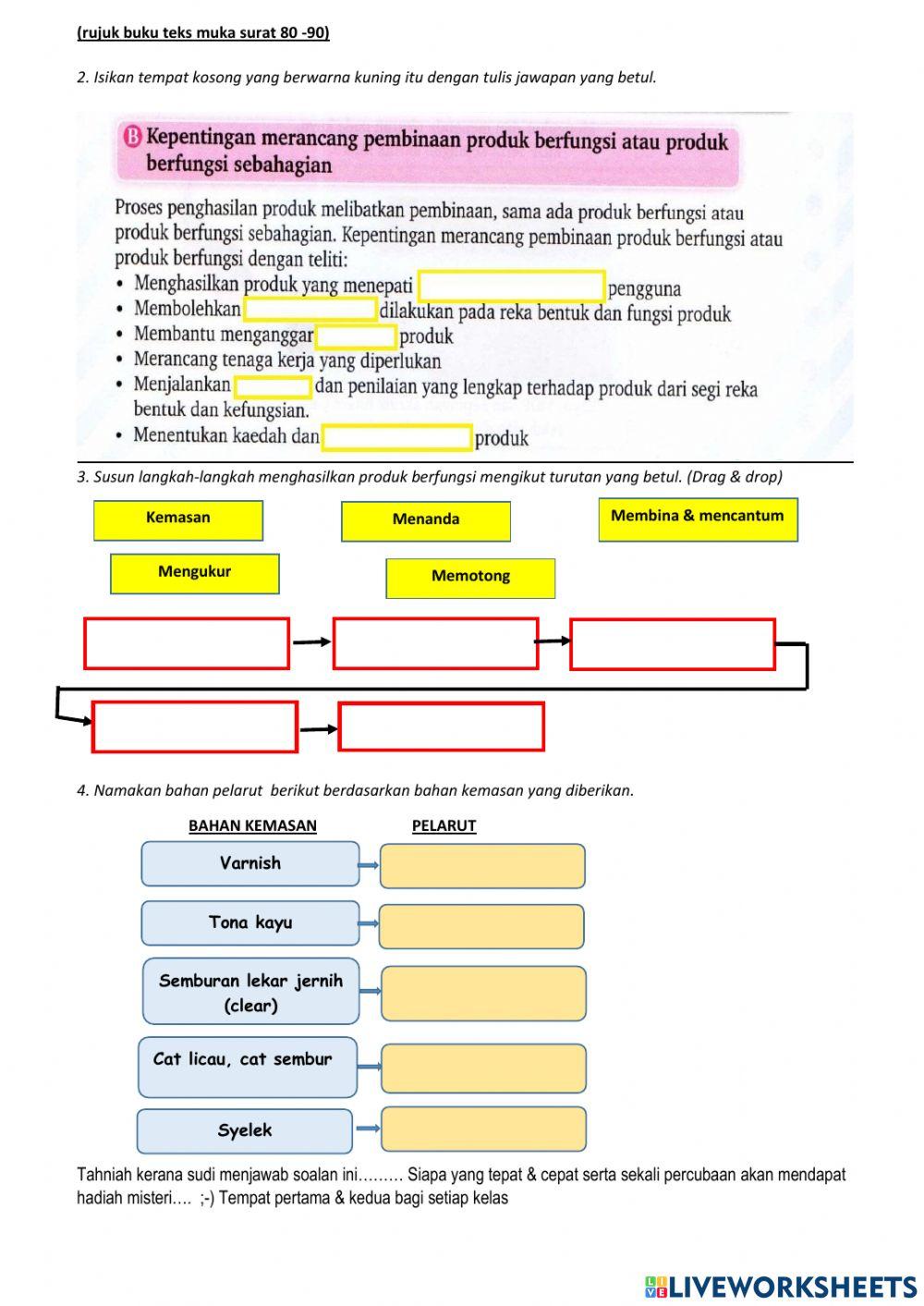 Bab 2 penghasilan produk worksheet | Live Worksheets
