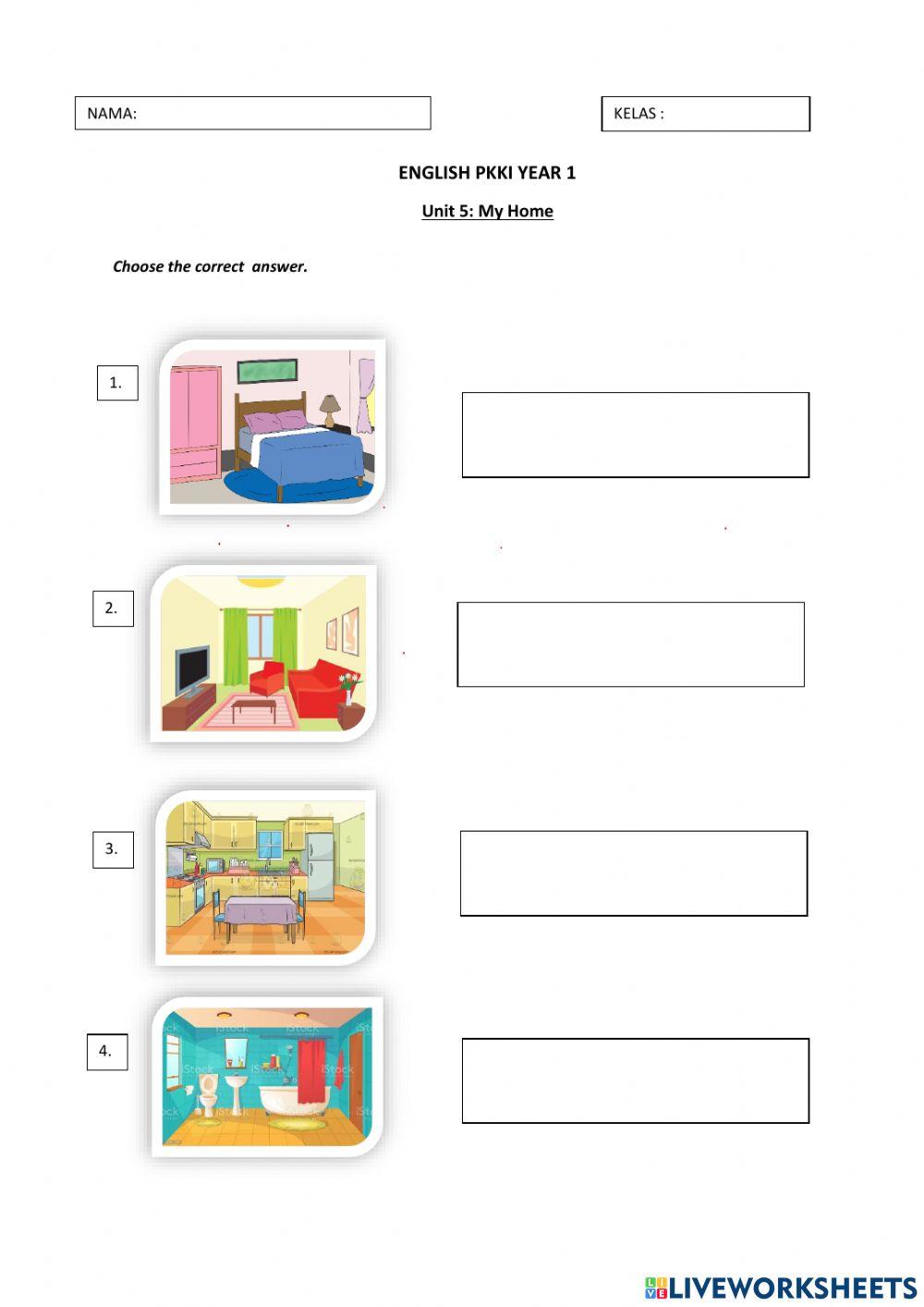 English yr 1 ld my home worksheet | Live Worksheets
