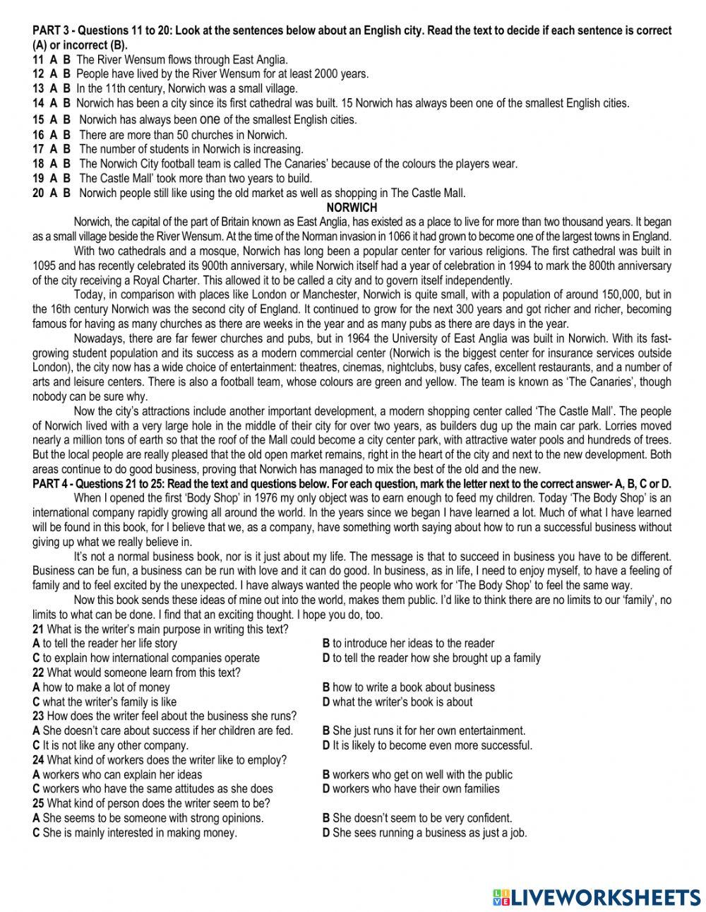 PET 2 - Test 3 worksheet | Live Worksheets