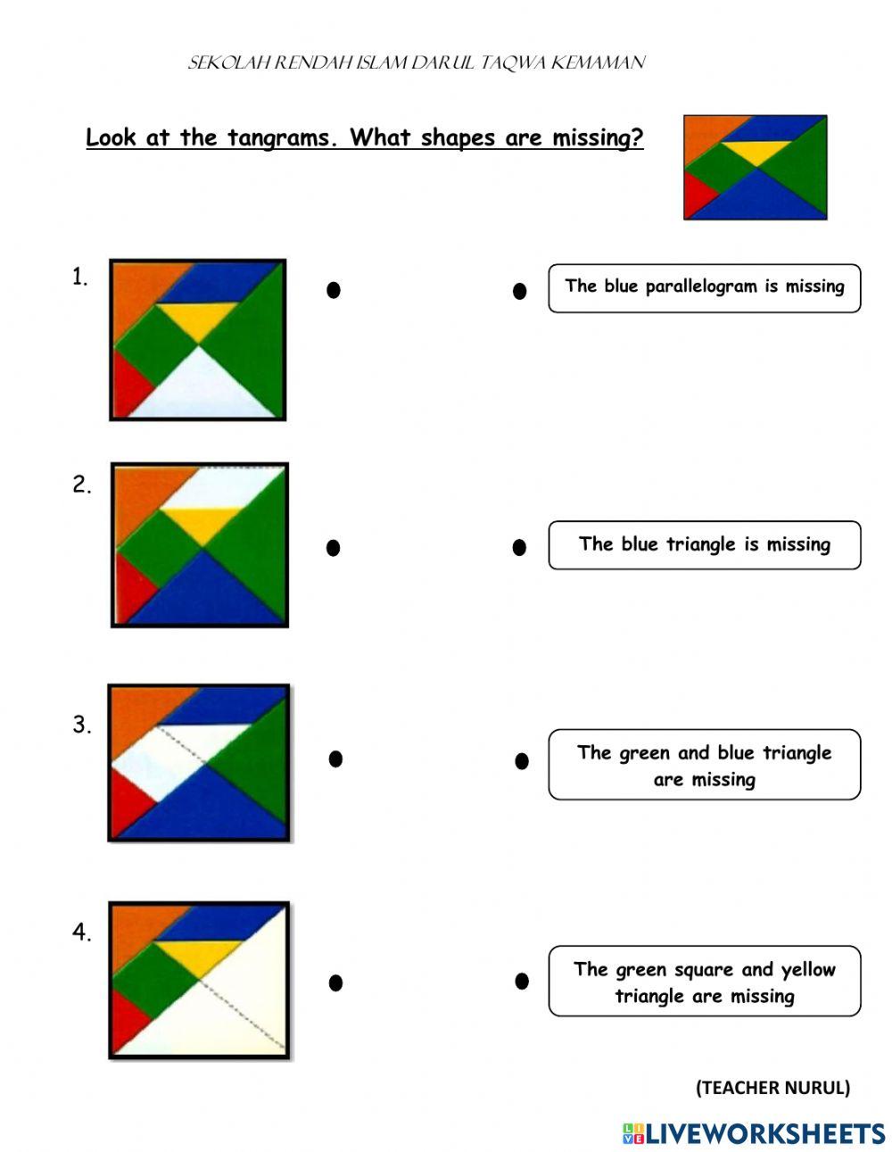 Exercise tangrams | NURUL ISYRAF | Live Worksheets