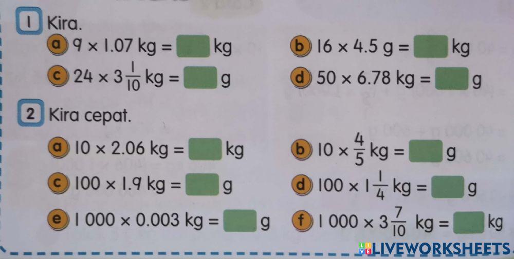 Matematik online exercise for Tahun 6 | Live Worksheets