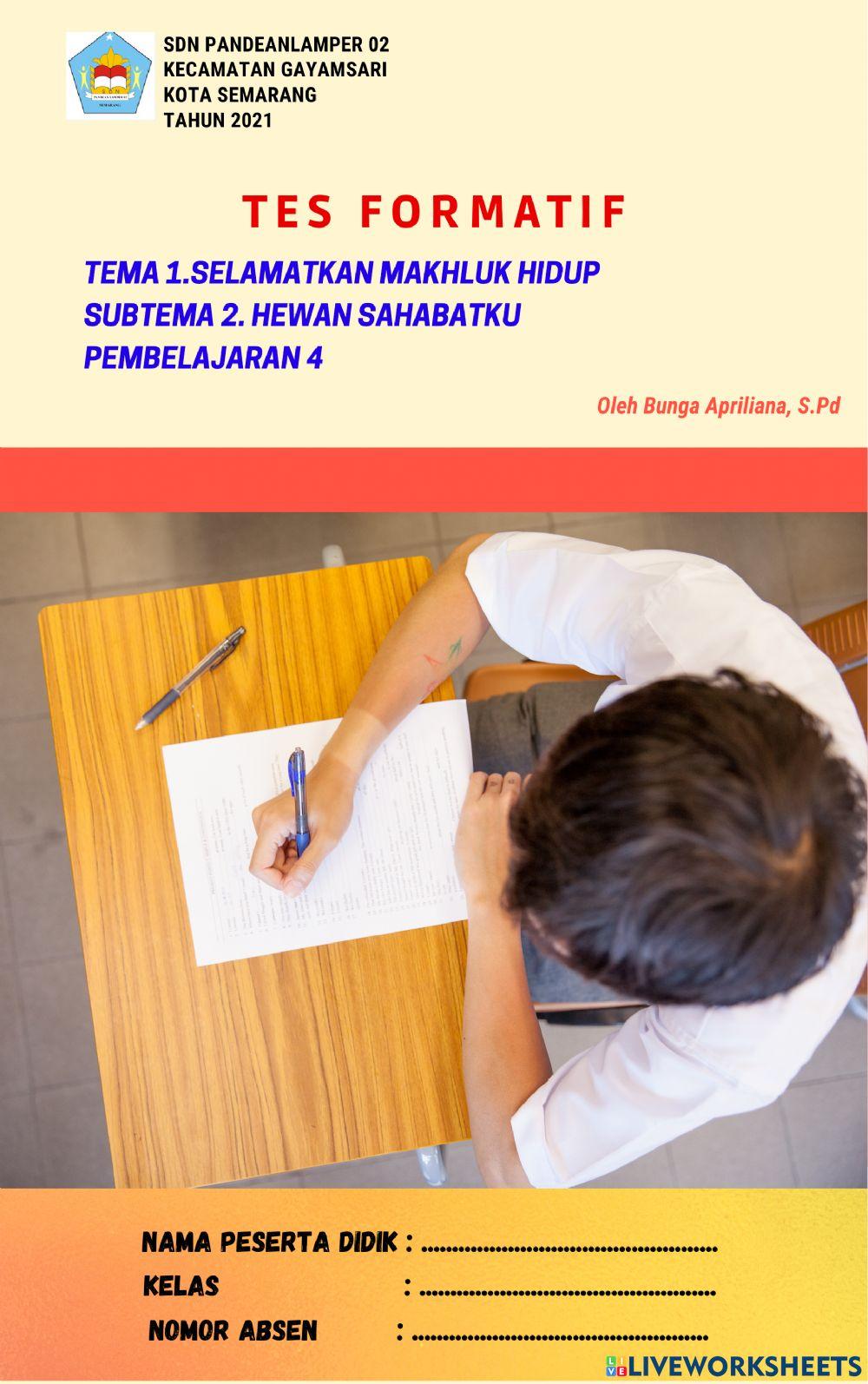Tes Formatif Tema 1 Subtema 2 Pb 4 1170662 | Bunga