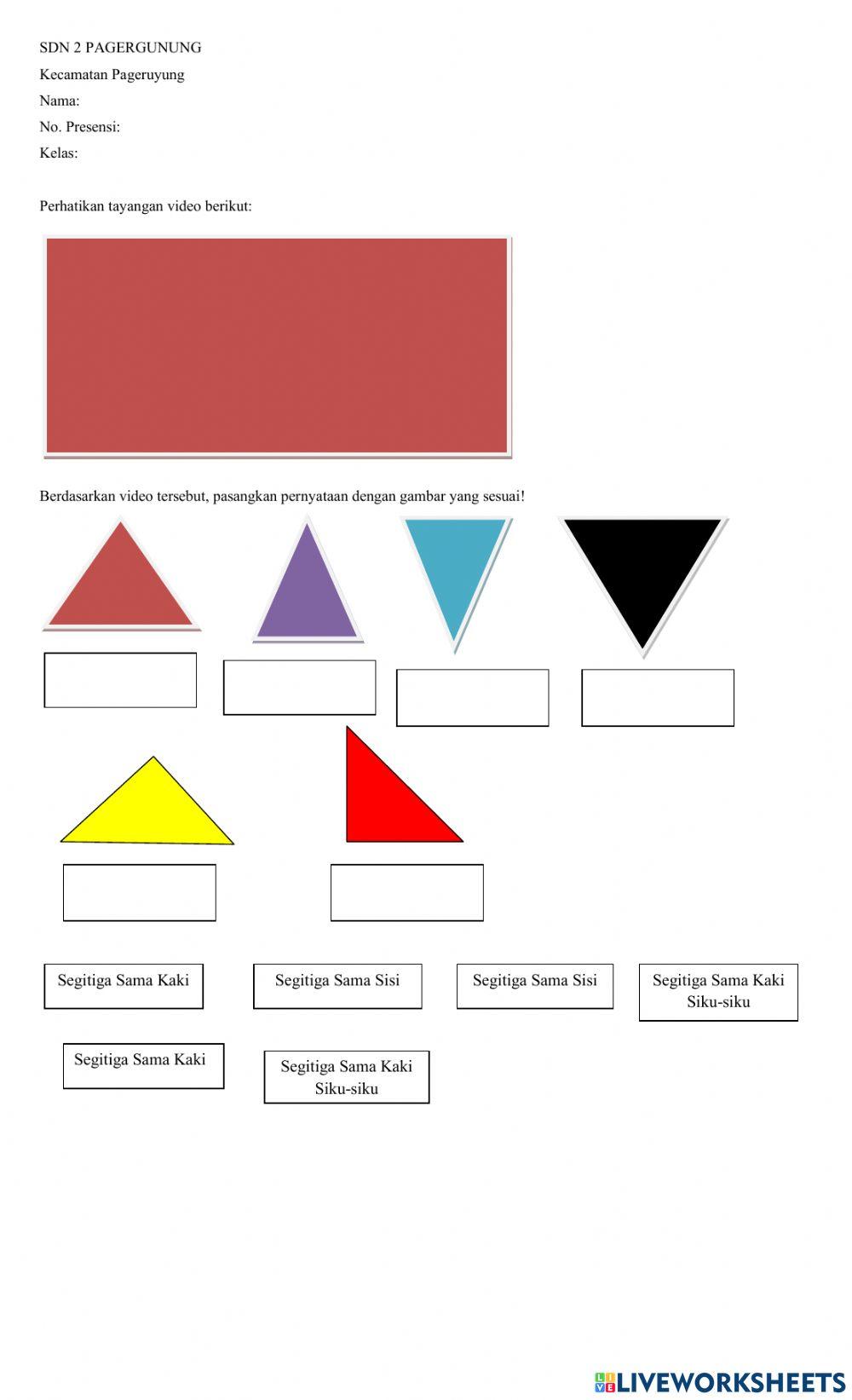 Segitiga sama sisi dan sama kaki kls 4 worksheet | Live Worksheets