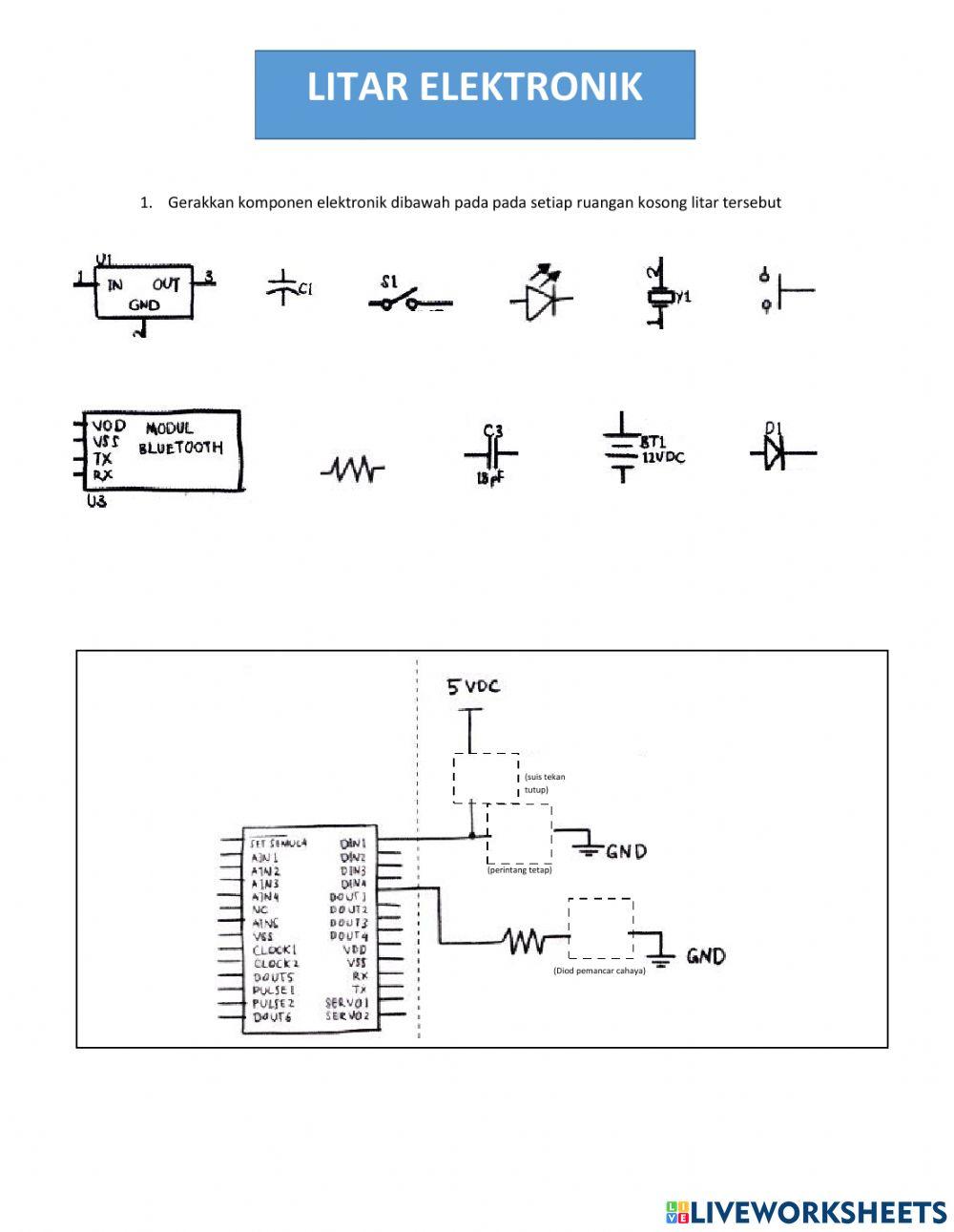 Litar elektronik mikropengawal worksheet | Live Worksheets