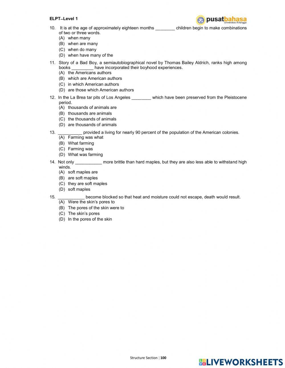 SWE Level 1 PT 5 1423 | Reny_Pusba | Live Worksheets