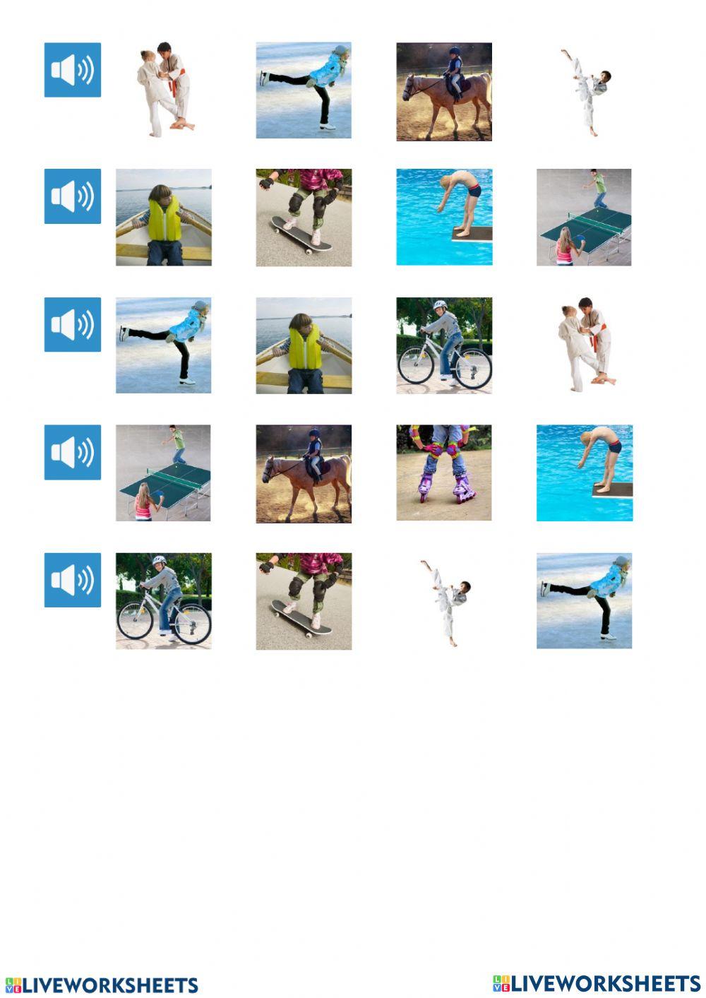 Sports online exercise for 3 | Live Worksheets