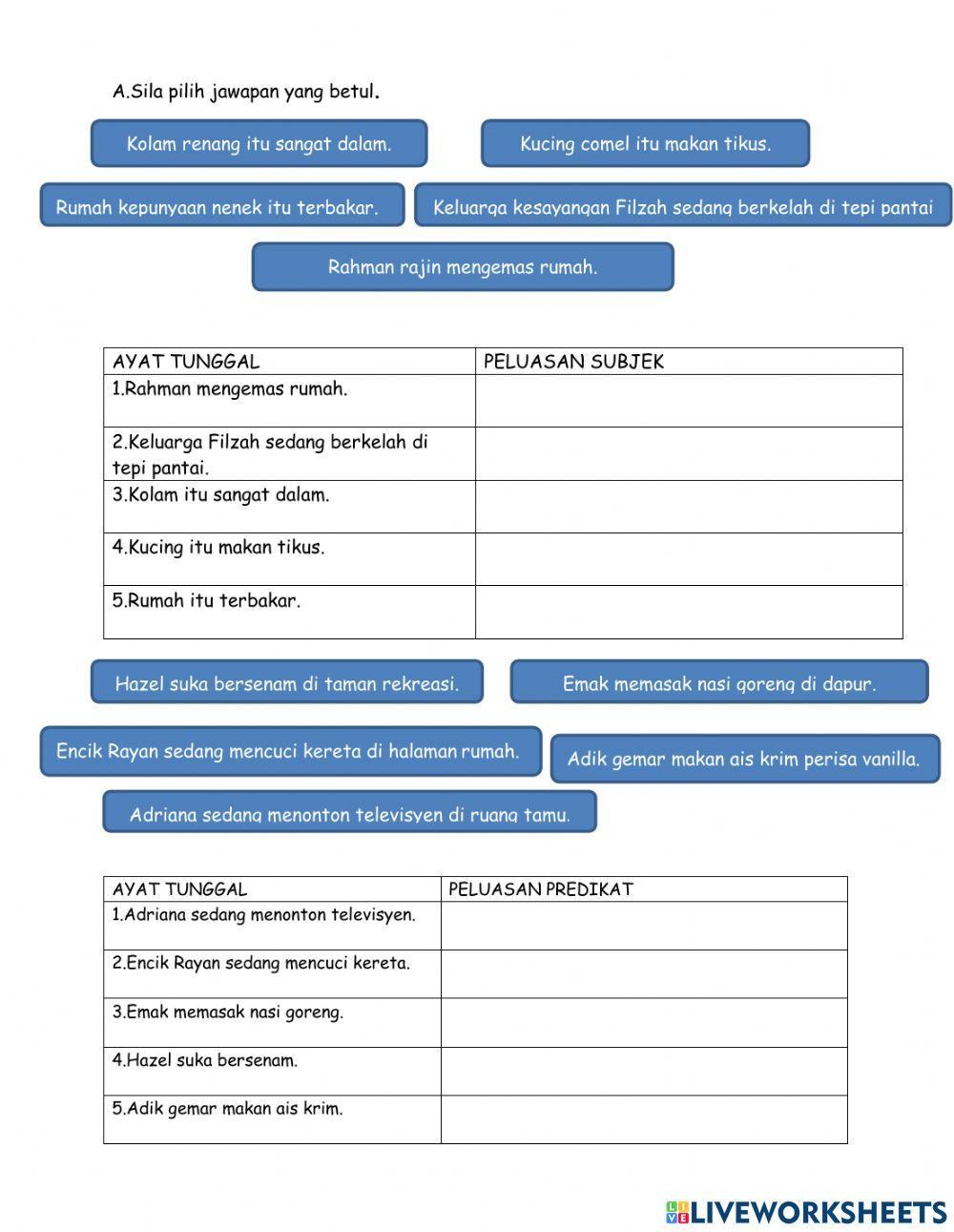 AYAT TUNGGAL DENGAN PELUASAN SUBJEK DAN PELUASAN PREDIKAT