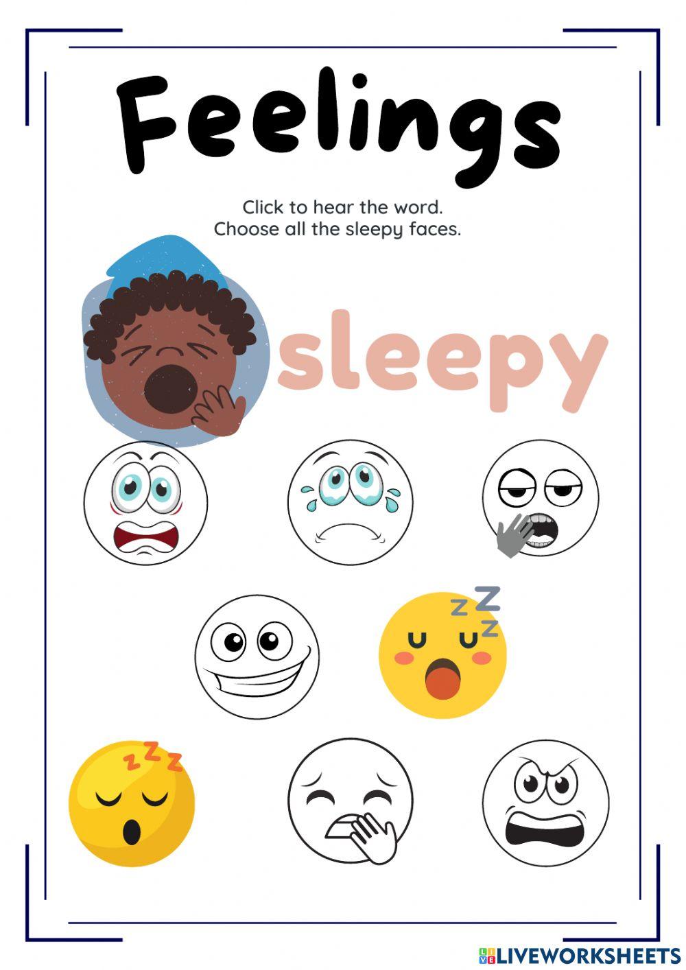 Feelings: Sleepy interactive worksheet | Live Worksheets