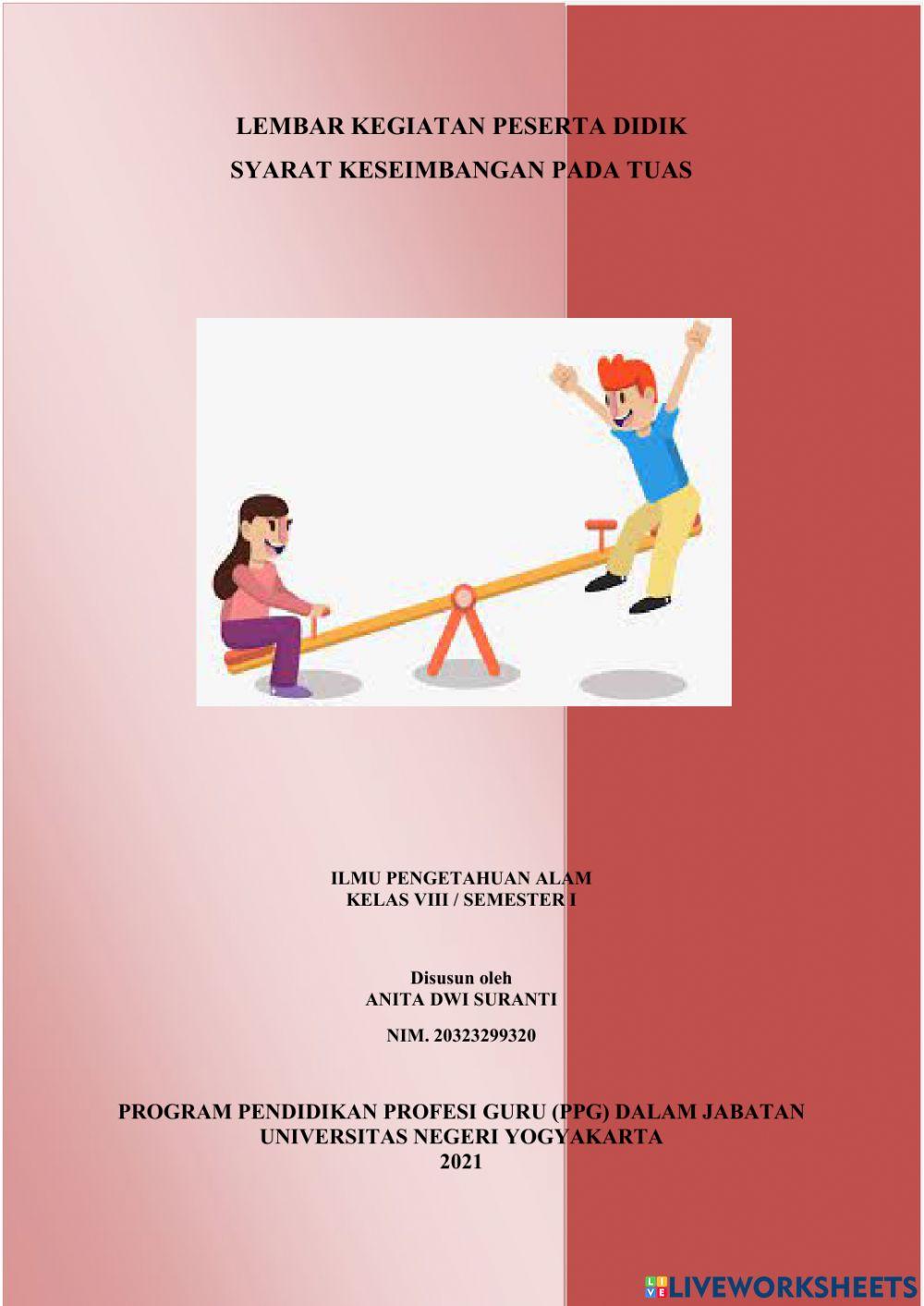 KLPD Keseimbangan Pada Tuas worksheet | Live Worksheets