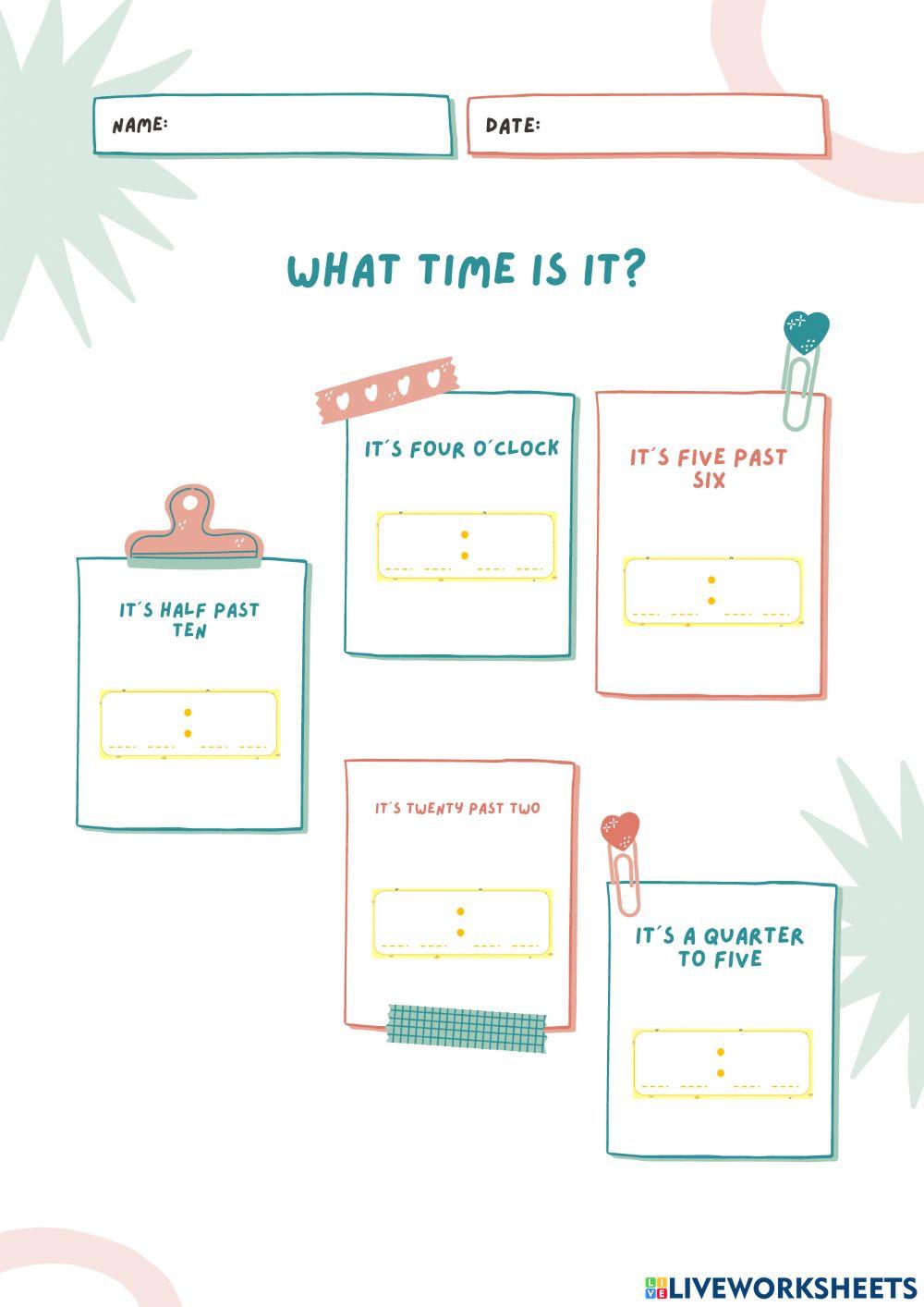 What time is it? online exercise for 56 | Live Worksheets