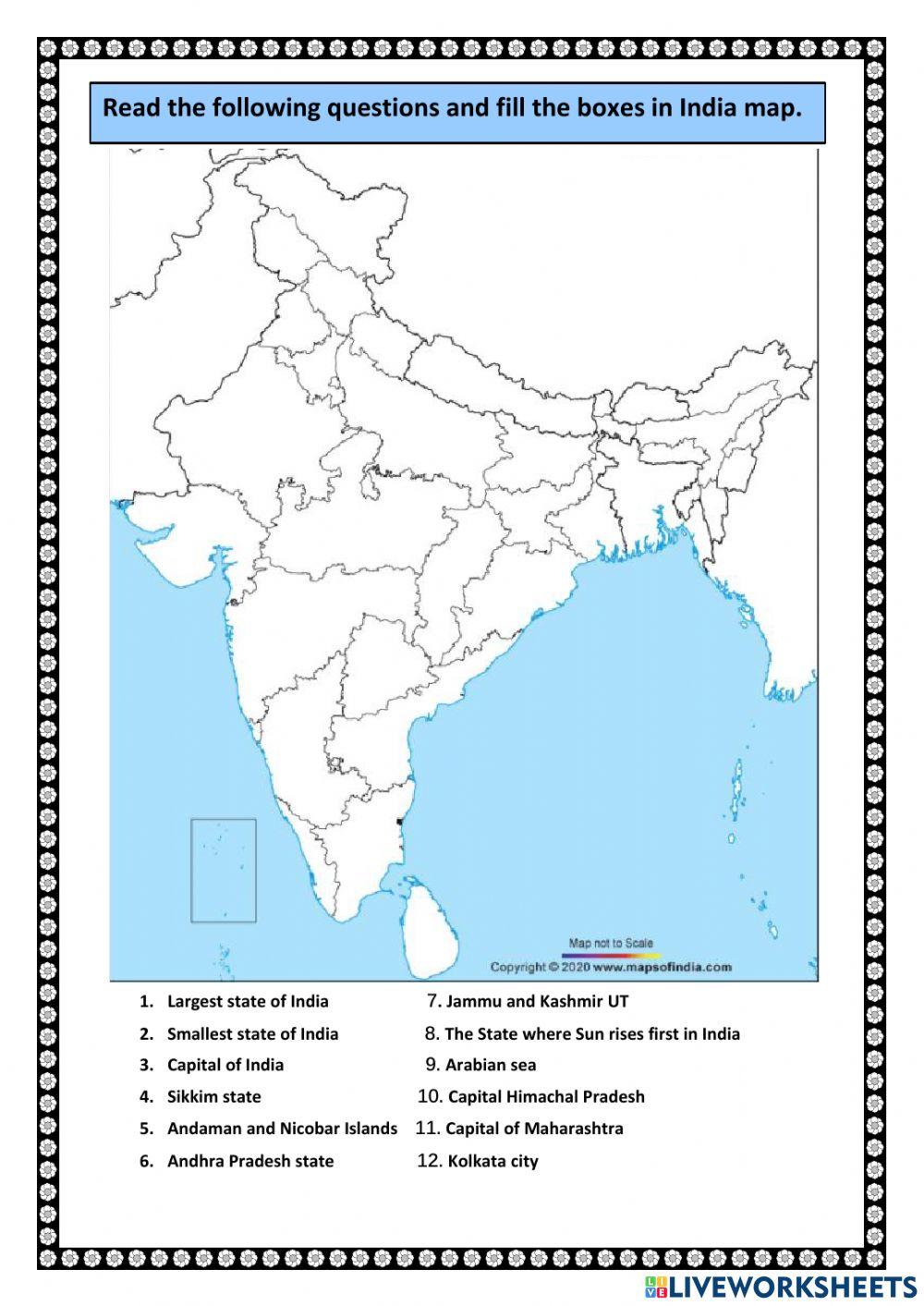Indian States And Capitals And UTs Worksheet Live