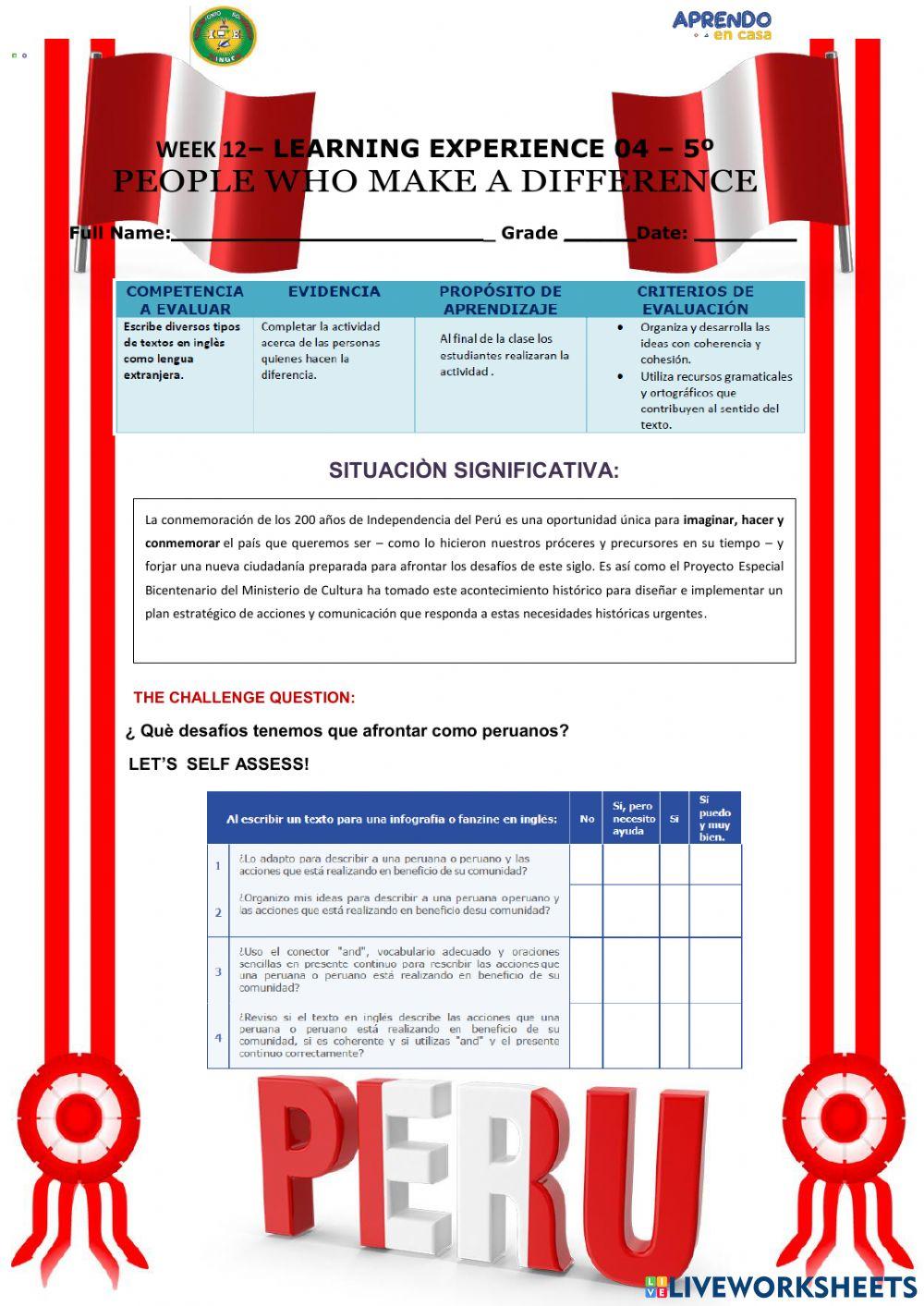 Pdf online exercise: People who make a difference | Live Worksheets