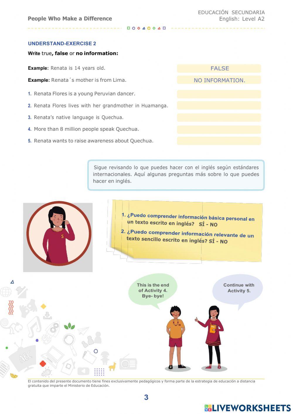 Pdf online exercise: People who make a difference | Live Worksheets