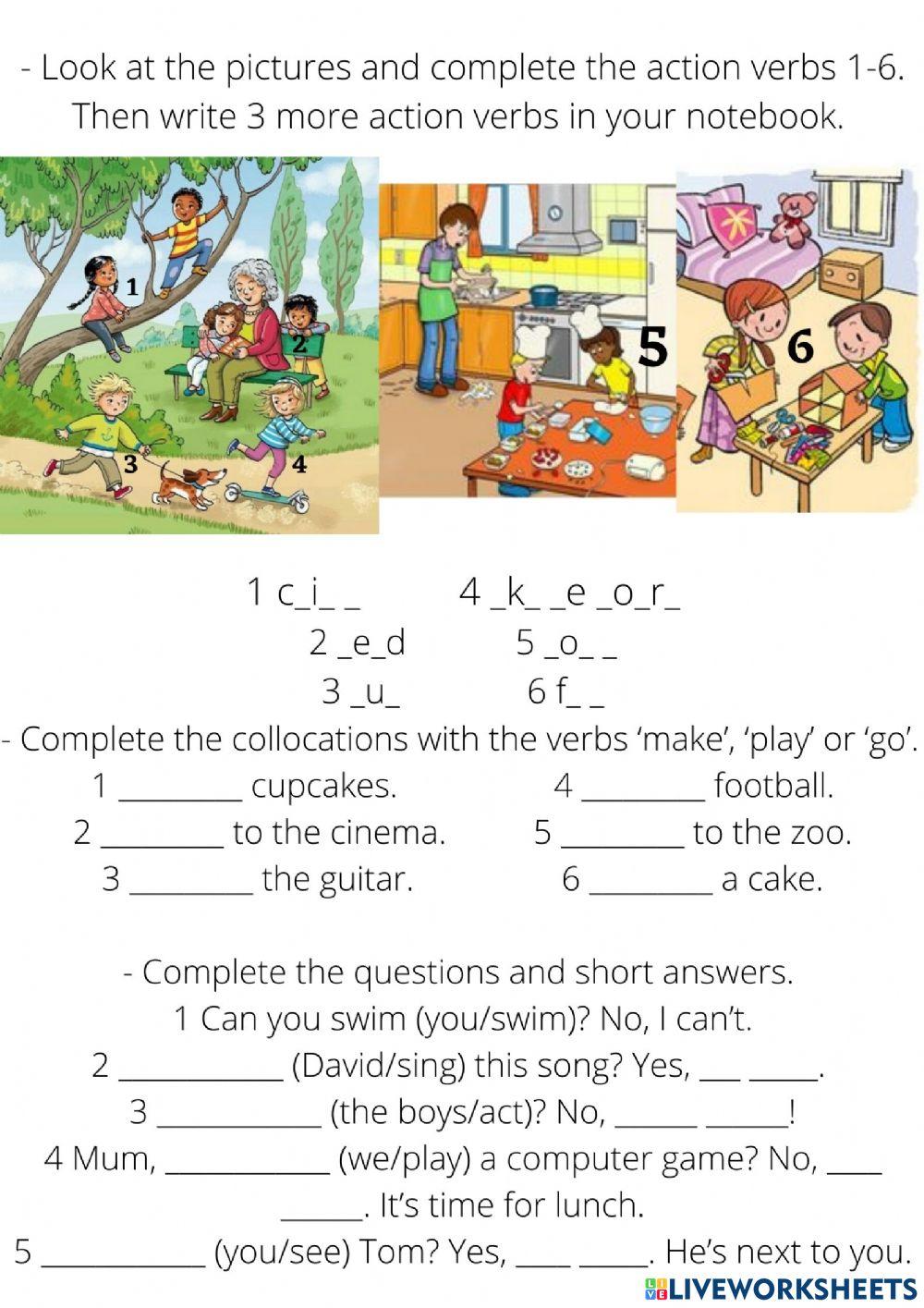 Verb Can online worksheet for Elementary | Live Worksheets