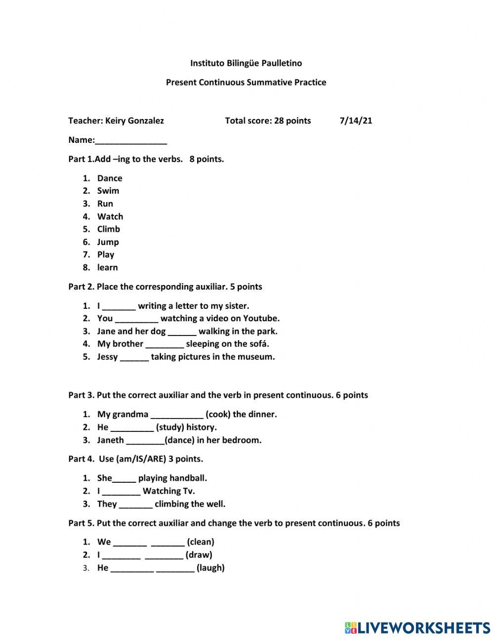 1172245 | Present continuous | Keiry González