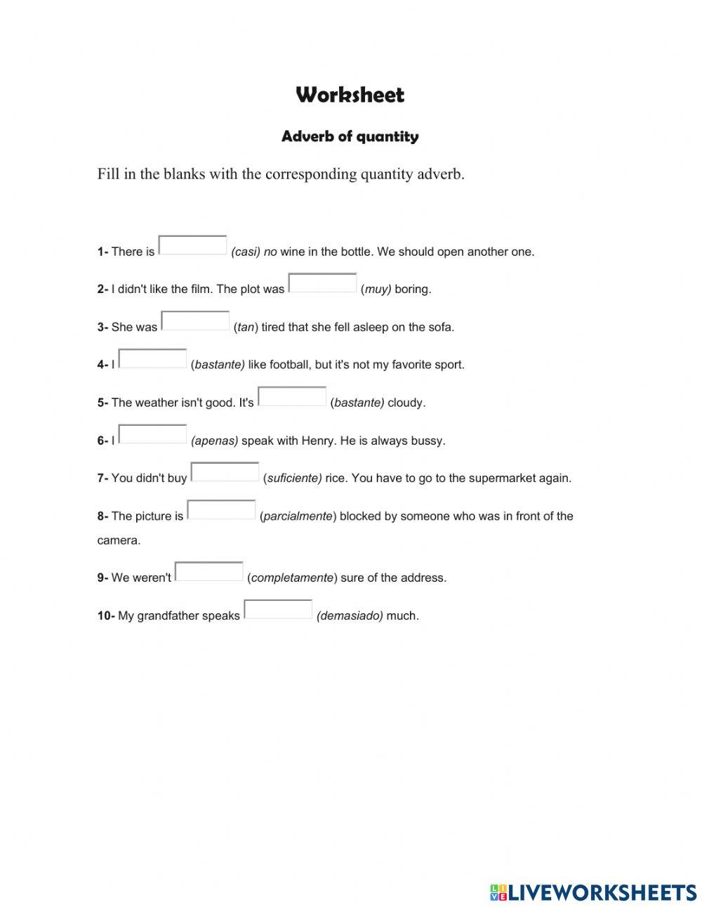 Adverb of Quantity 3187279 | Mrgessler | Live Worksheets