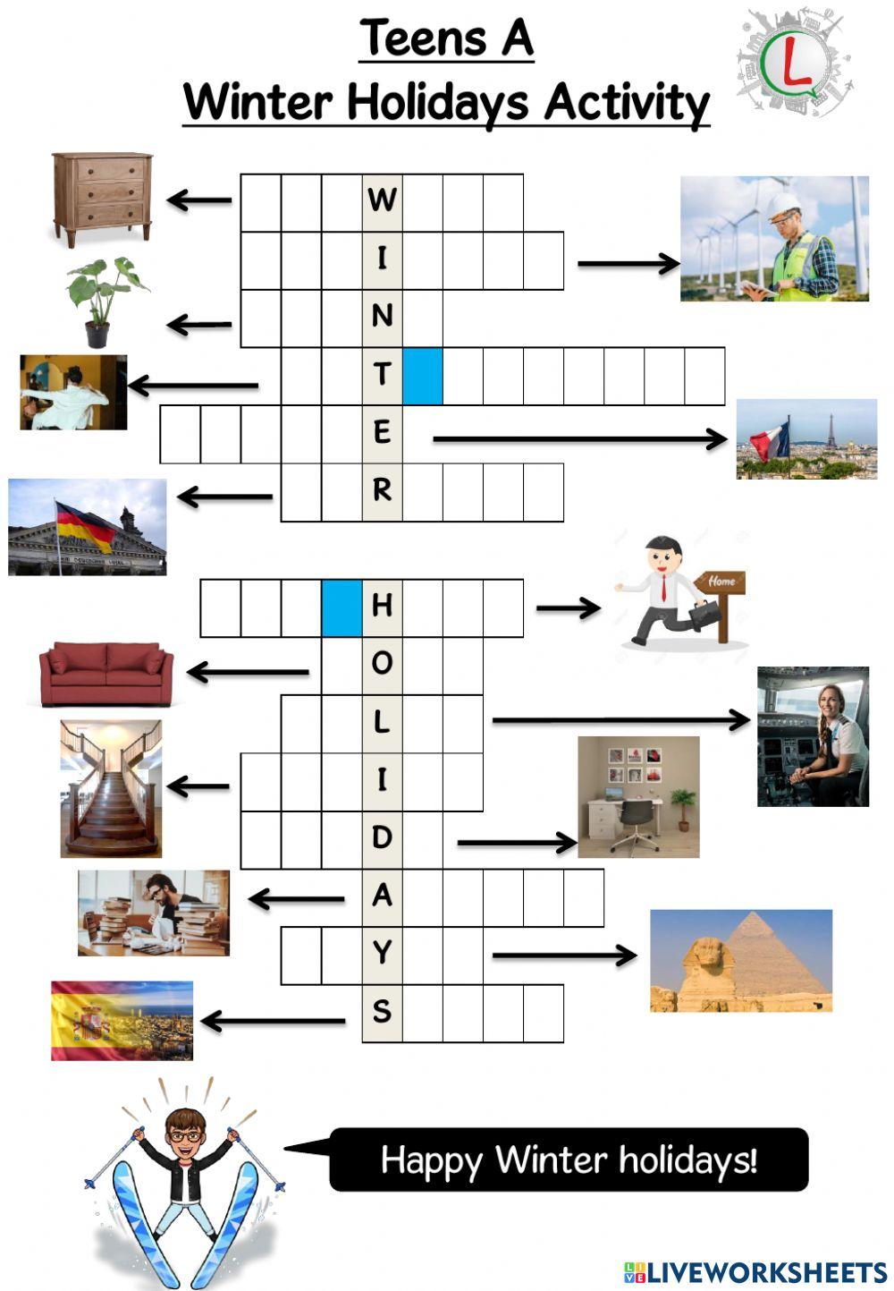 Teens A - Winte… | Free Interactive Worksheets | 1173523