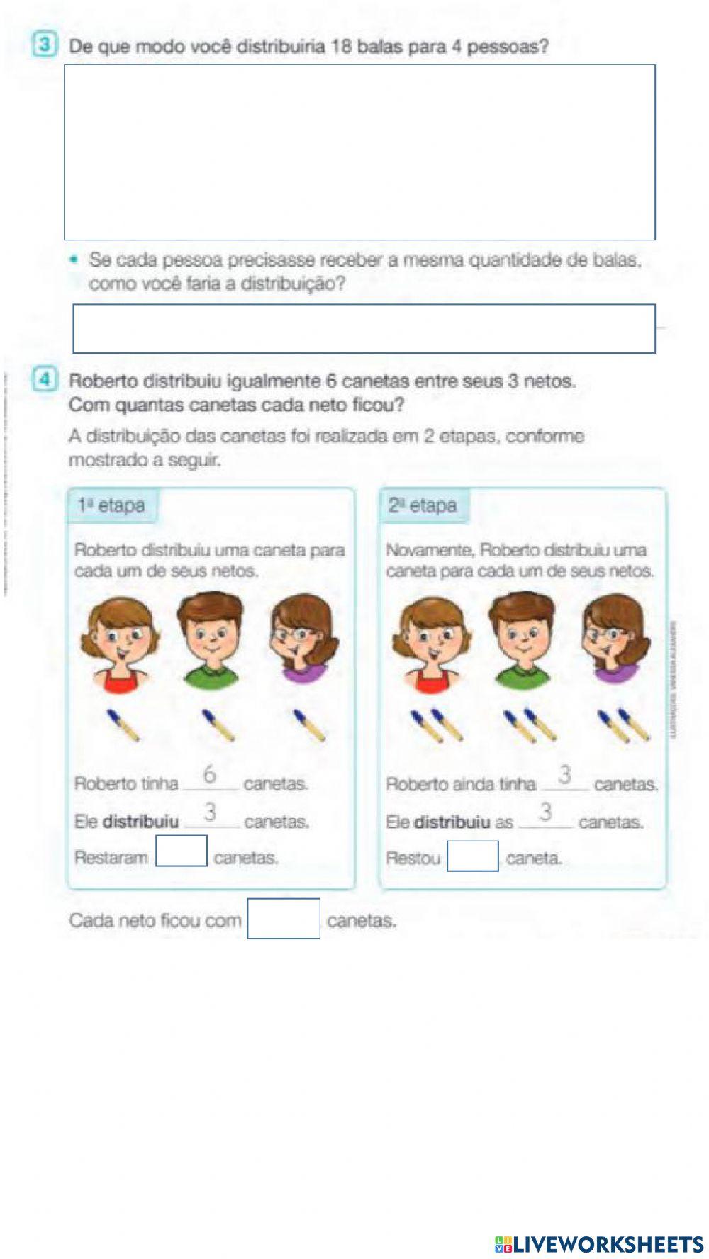 1173921 | Atividade de matemática - metade e terça parte