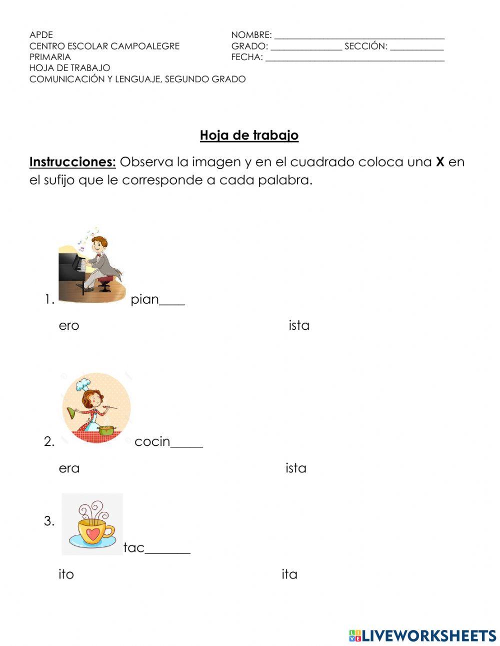 Sufijos free activity | Live Worksheets