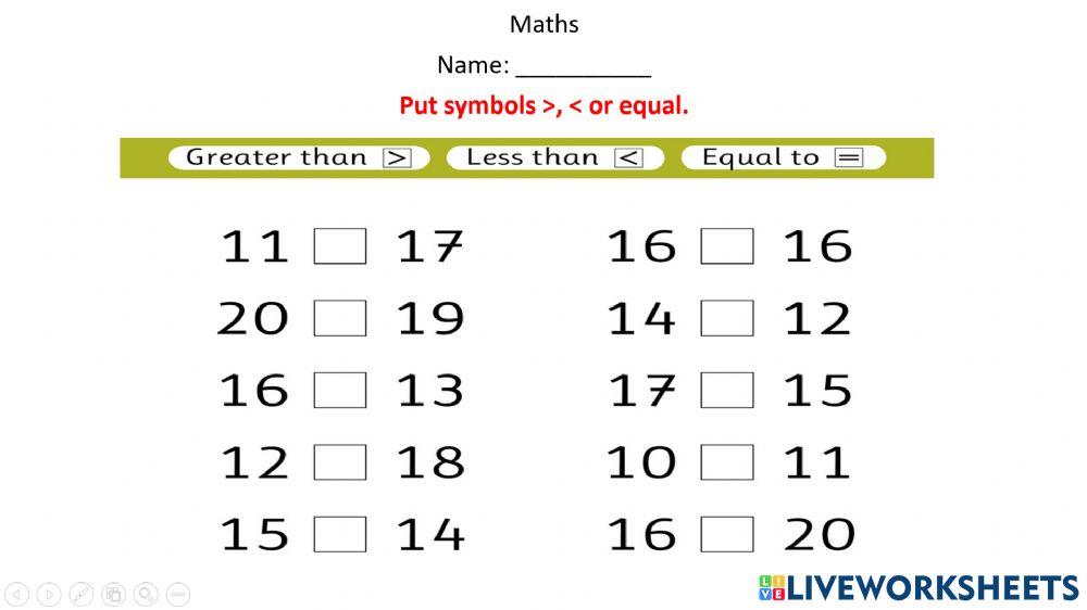 Maths online exercise for 1 | Live Worksheets