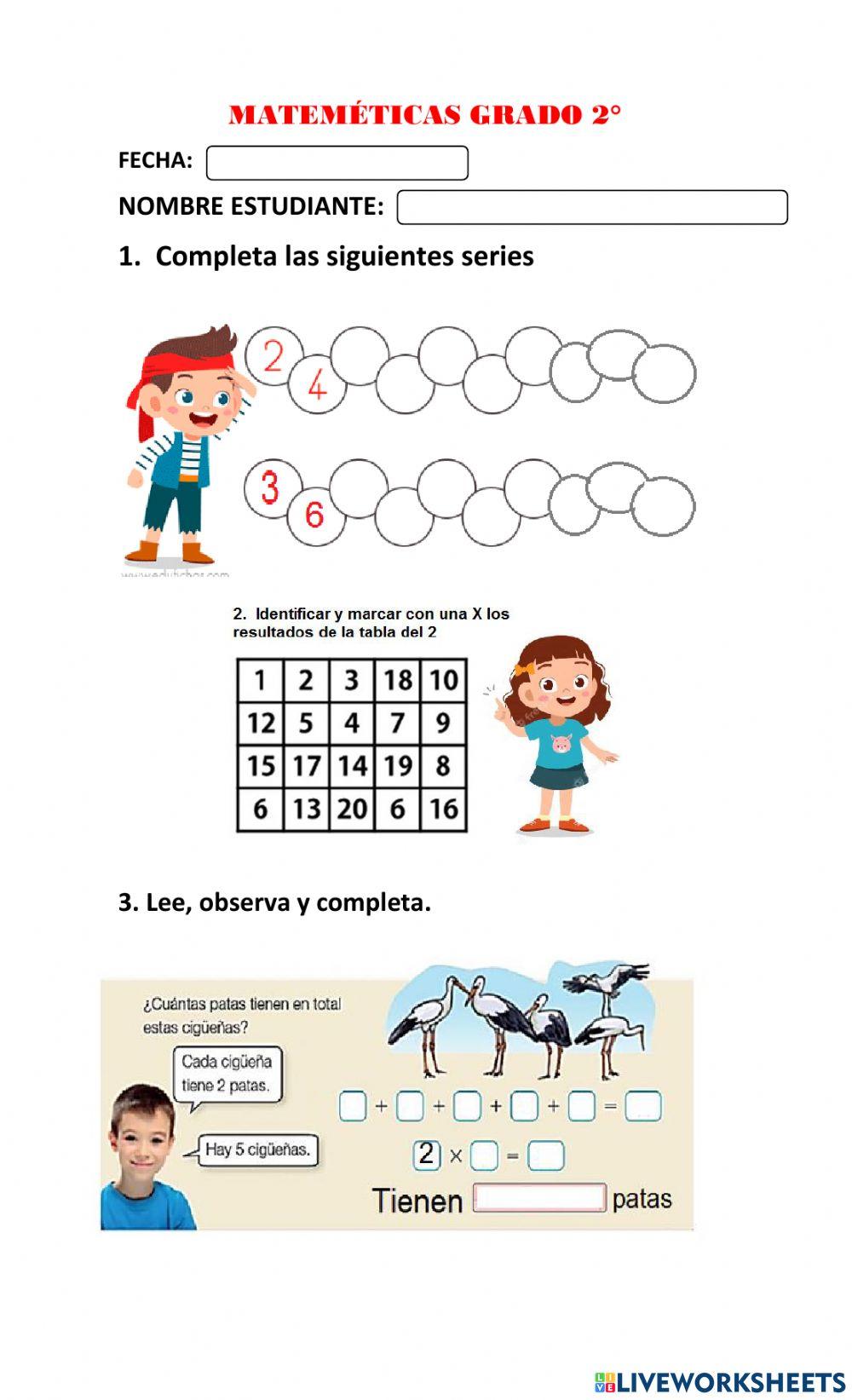 Matemáticas 2° activity | Live Worksheets