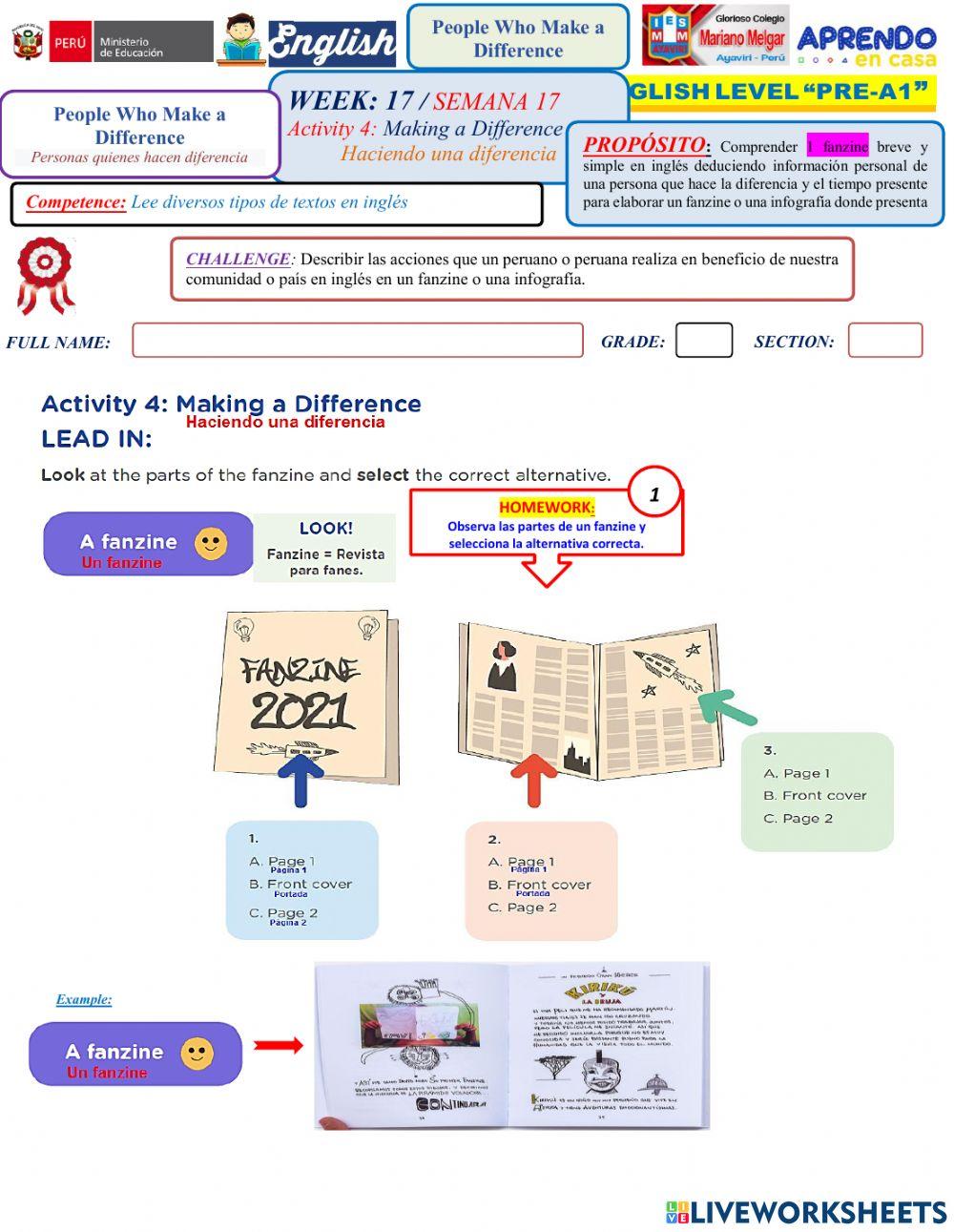 People Who Make a Difference online pdf worksheet for Grade 1st | Live ...