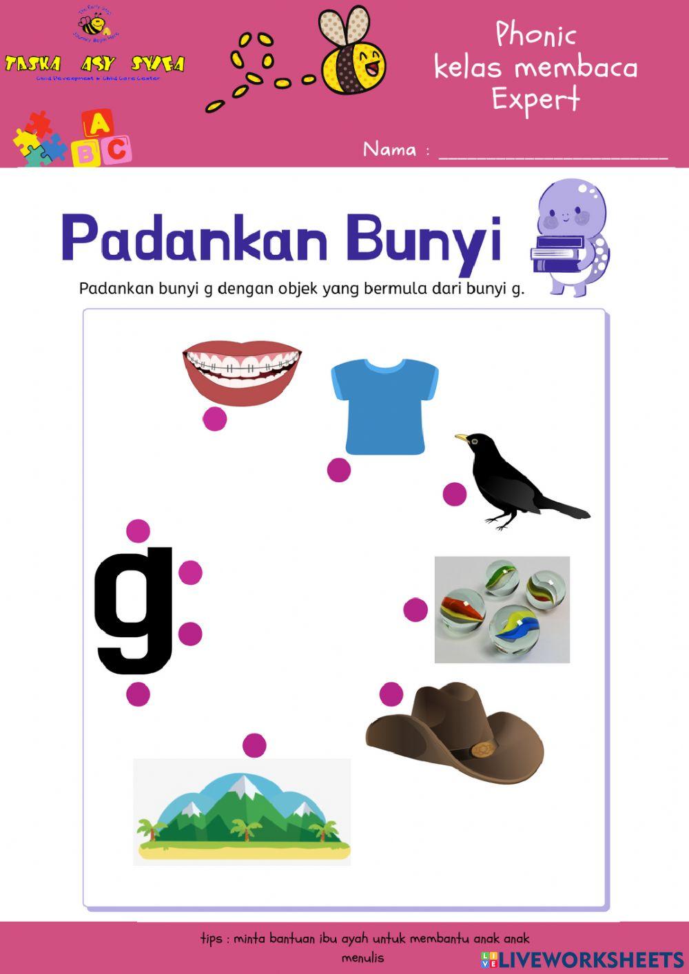 Padankan bunyi worksheet | Live Worksheets