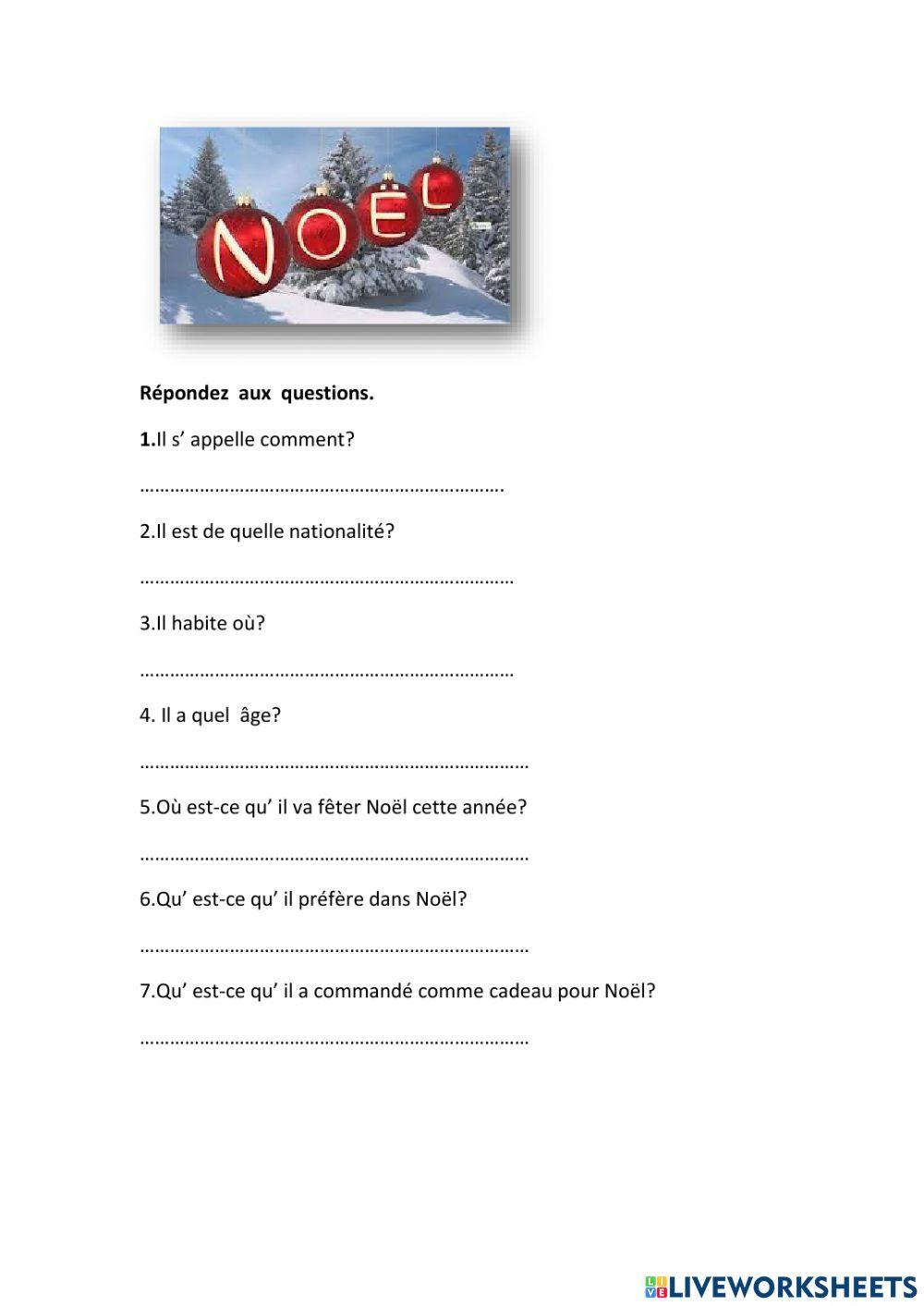 Noël A1 online exercise for | Live Worksheets