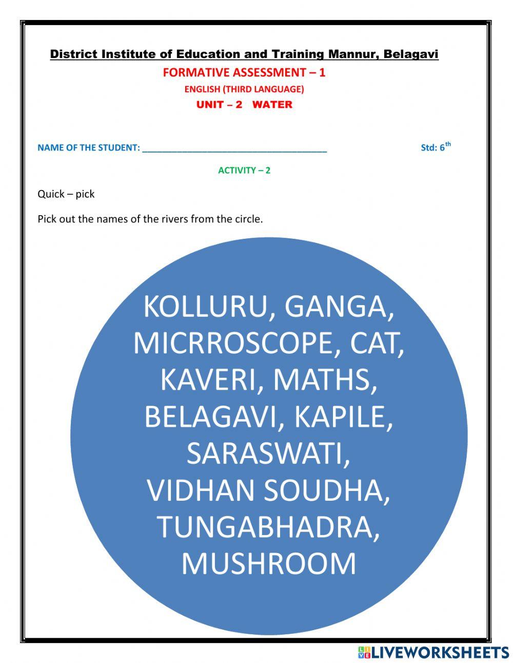 Water worksheet for 6th | Live Worksheets